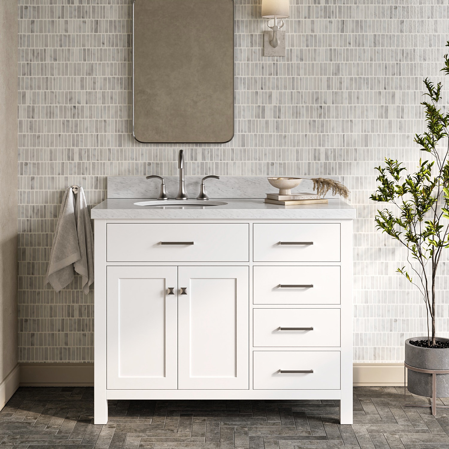ARIEL Bristol 42-in White Undermount Single Sink Bathroom Vanity with ...