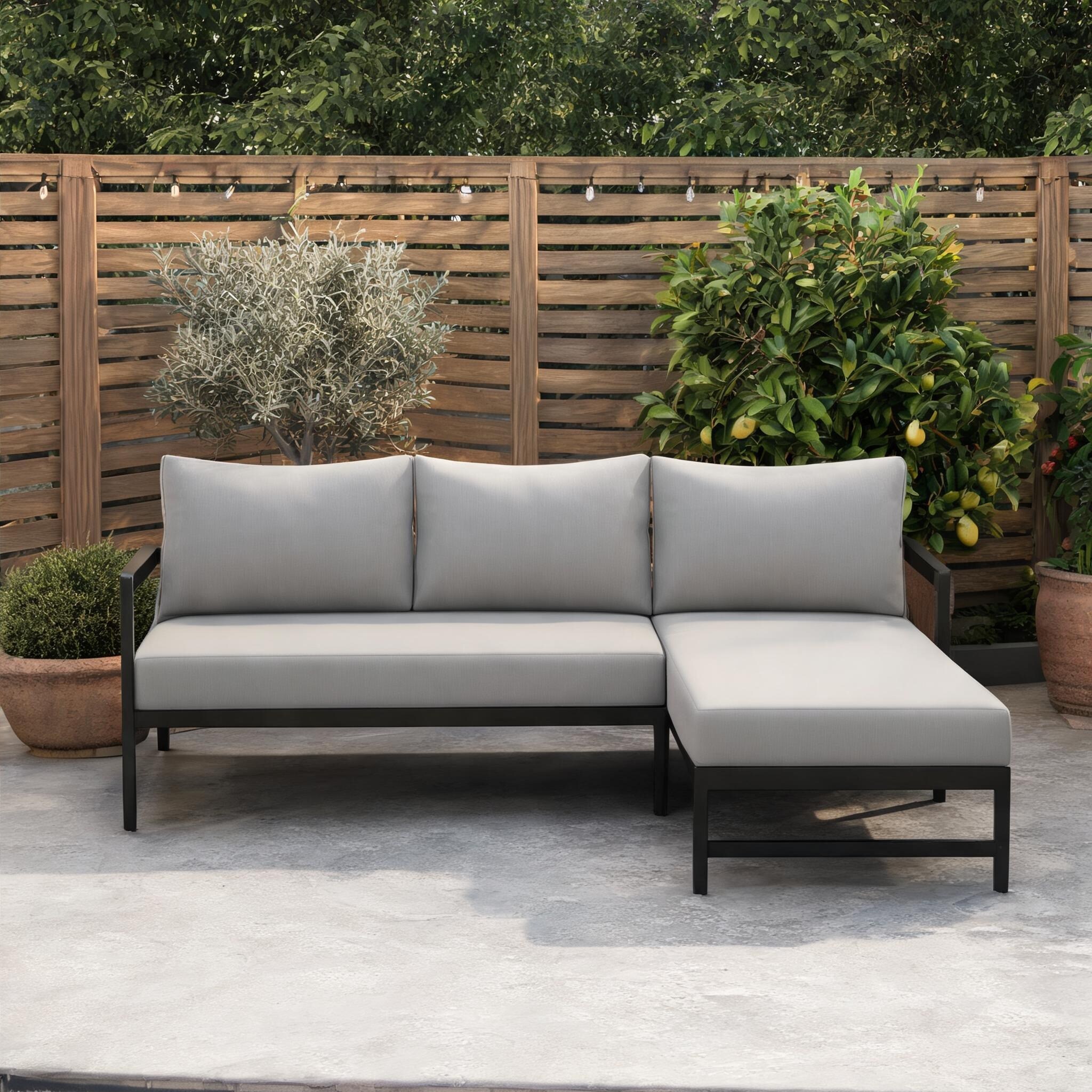 Naturefalls 3-Seater L-Shaped Outdoor Sofa with Iron Frame and Thick ...