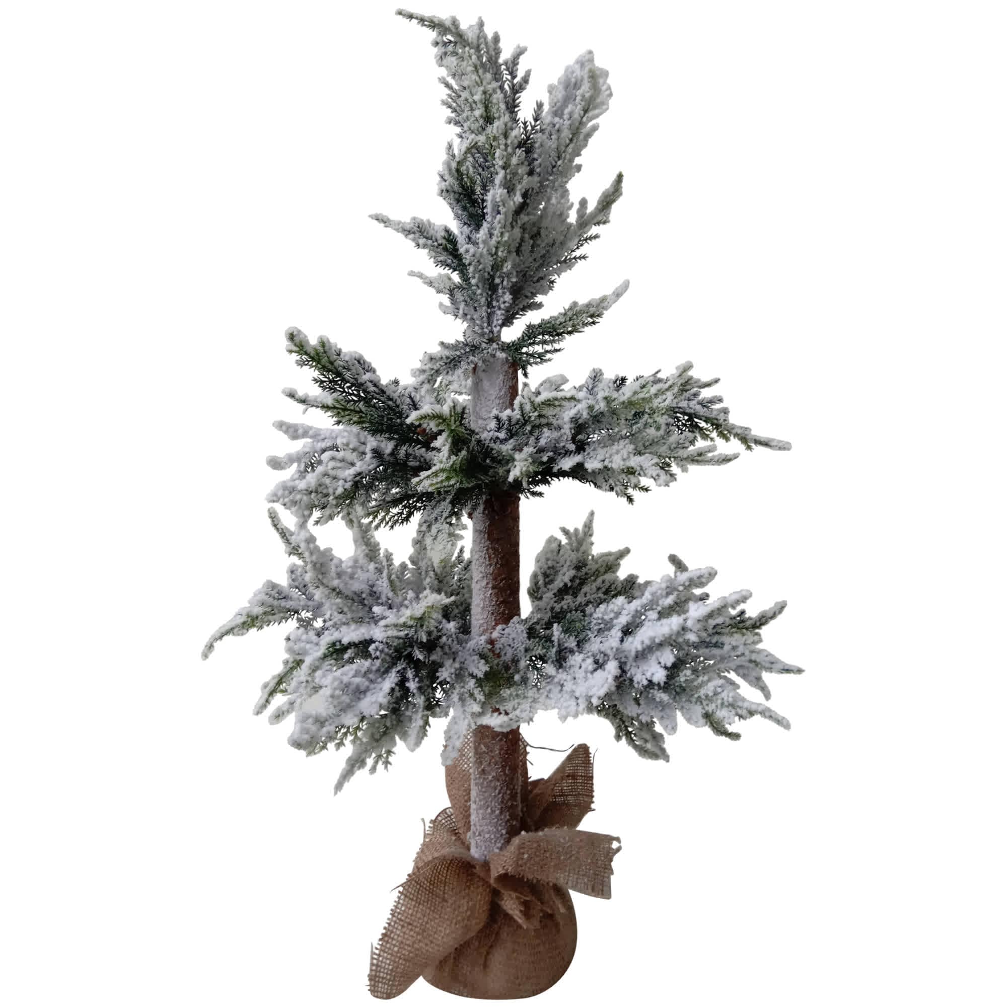 Northlight Heavily Flocked Pine Christmas Tree in Natural Jute Base ...