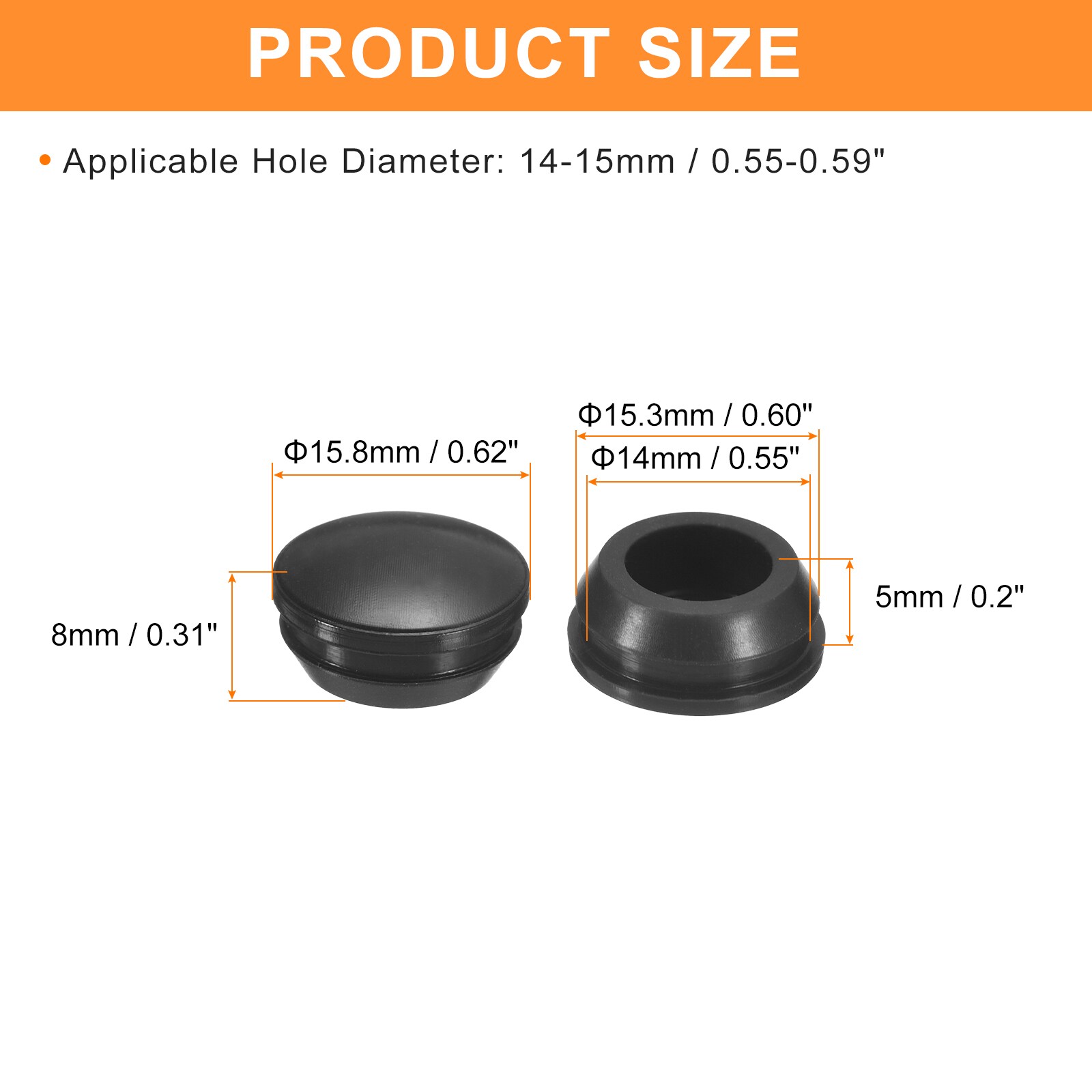 Unique Bargains 15pcs Silicone Plugs Rubber Round Snap in Locking Hole ...