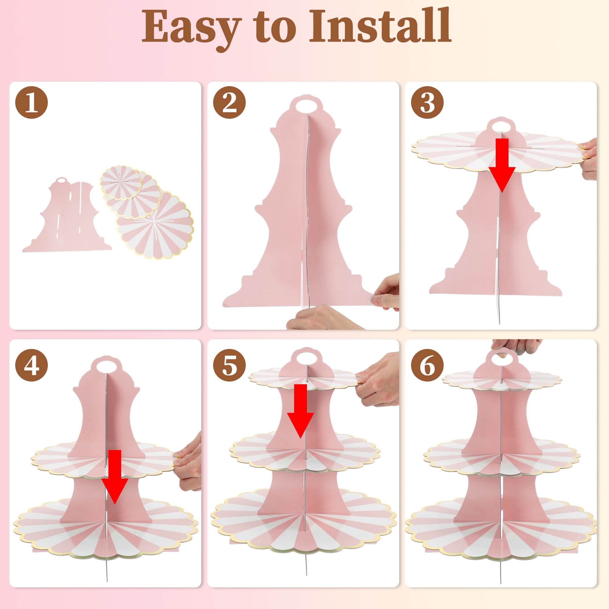 Unique Bargains 2pcs Cupcake Stand 3-Tier Cupcake Stand Tower Cardboard ...