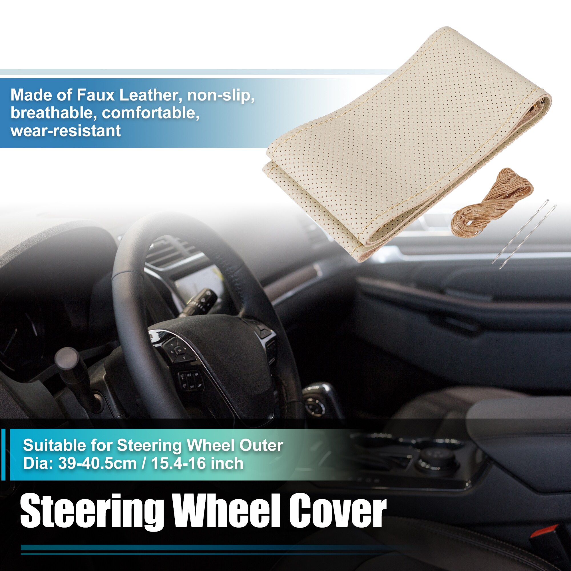 Unique Bargains Hand Sewn Steering Wheel Cover Stitch with Needle and ...