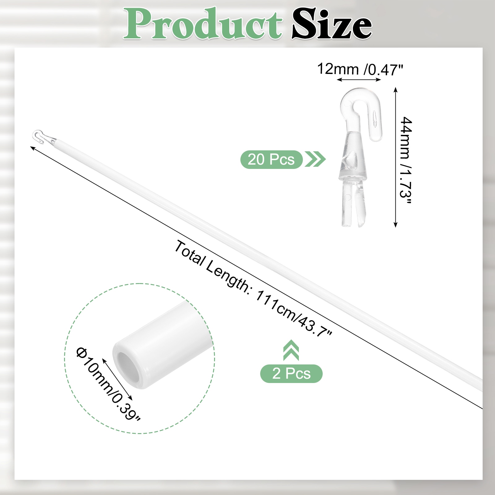 Unique Bargains 2pcs 46 Inch Blinds Wand Replacement Combinable Blinds ...