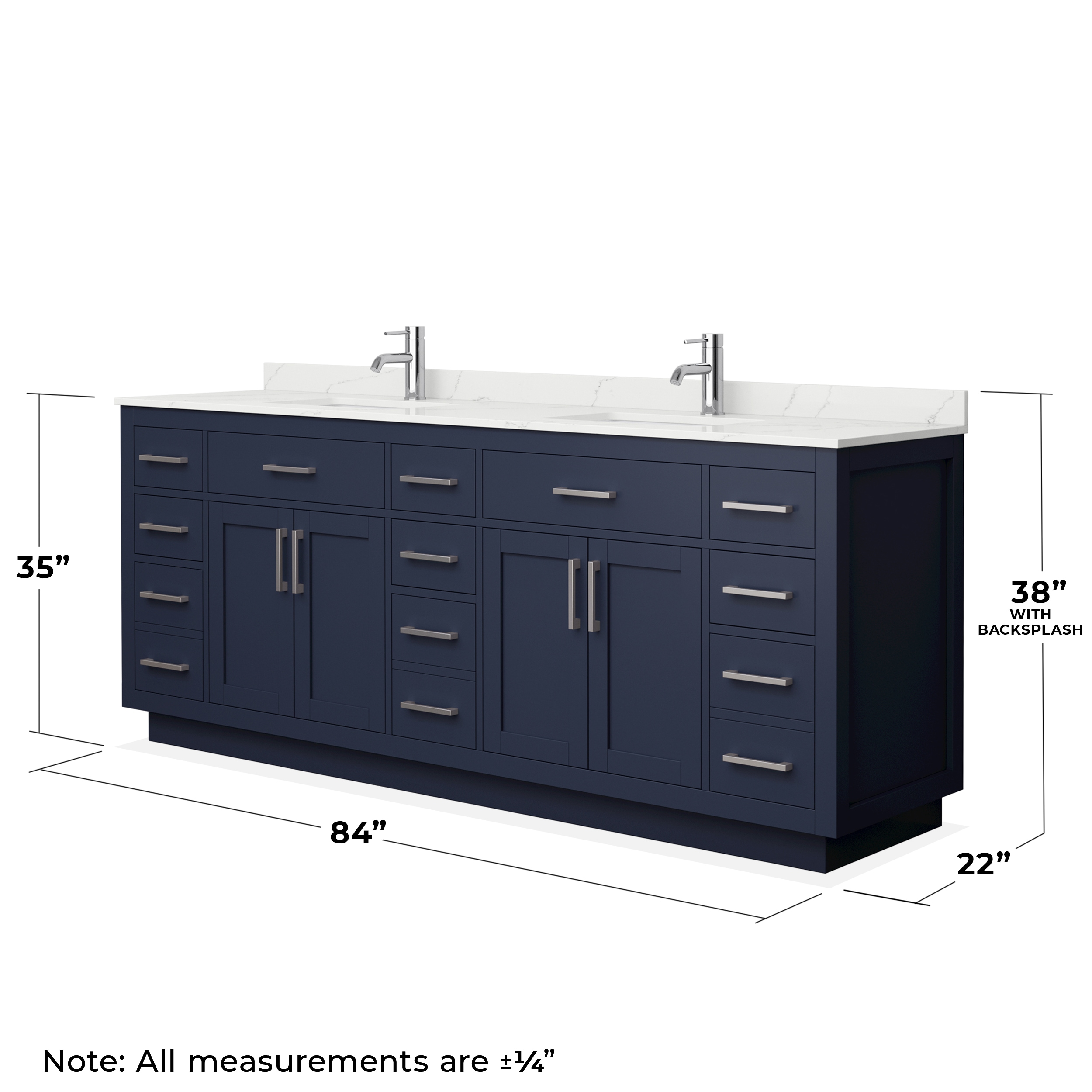 Wyndham Collection Beckett TK 84-in Dark Blue with Brushed Nickel Trim ...