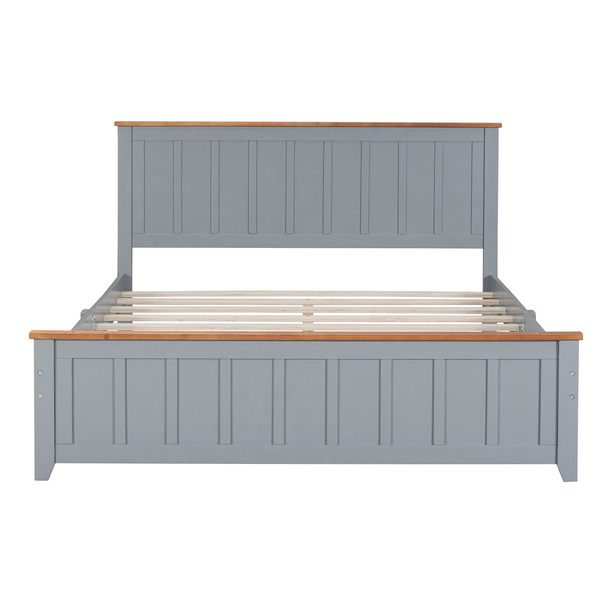 ModernLuxe Queen gray Wood Platform Bed with Headboard in the Beds ...