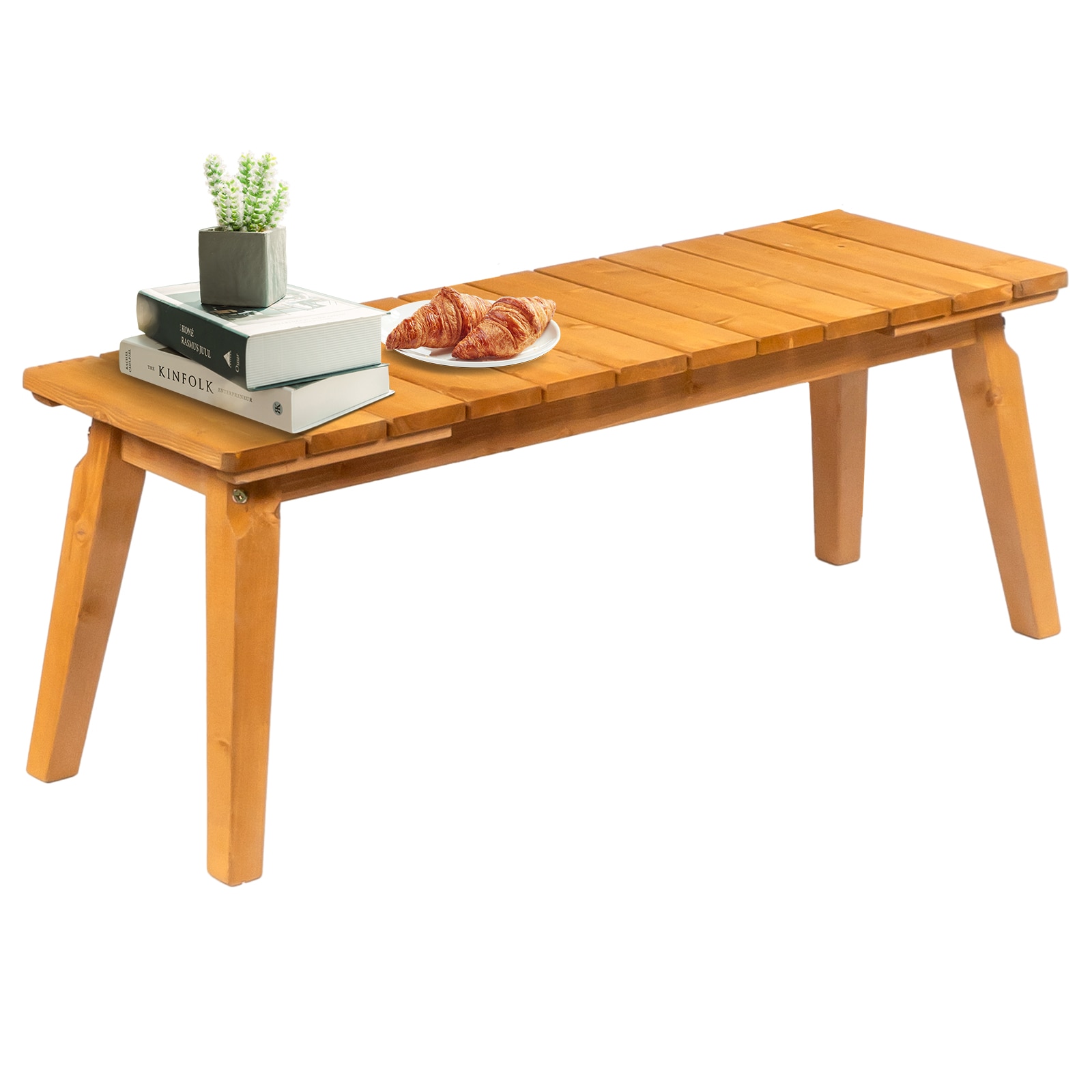 VINGLI 45 Inch Outdoor Backless Dining Bench 2-Person Weatherproof ...