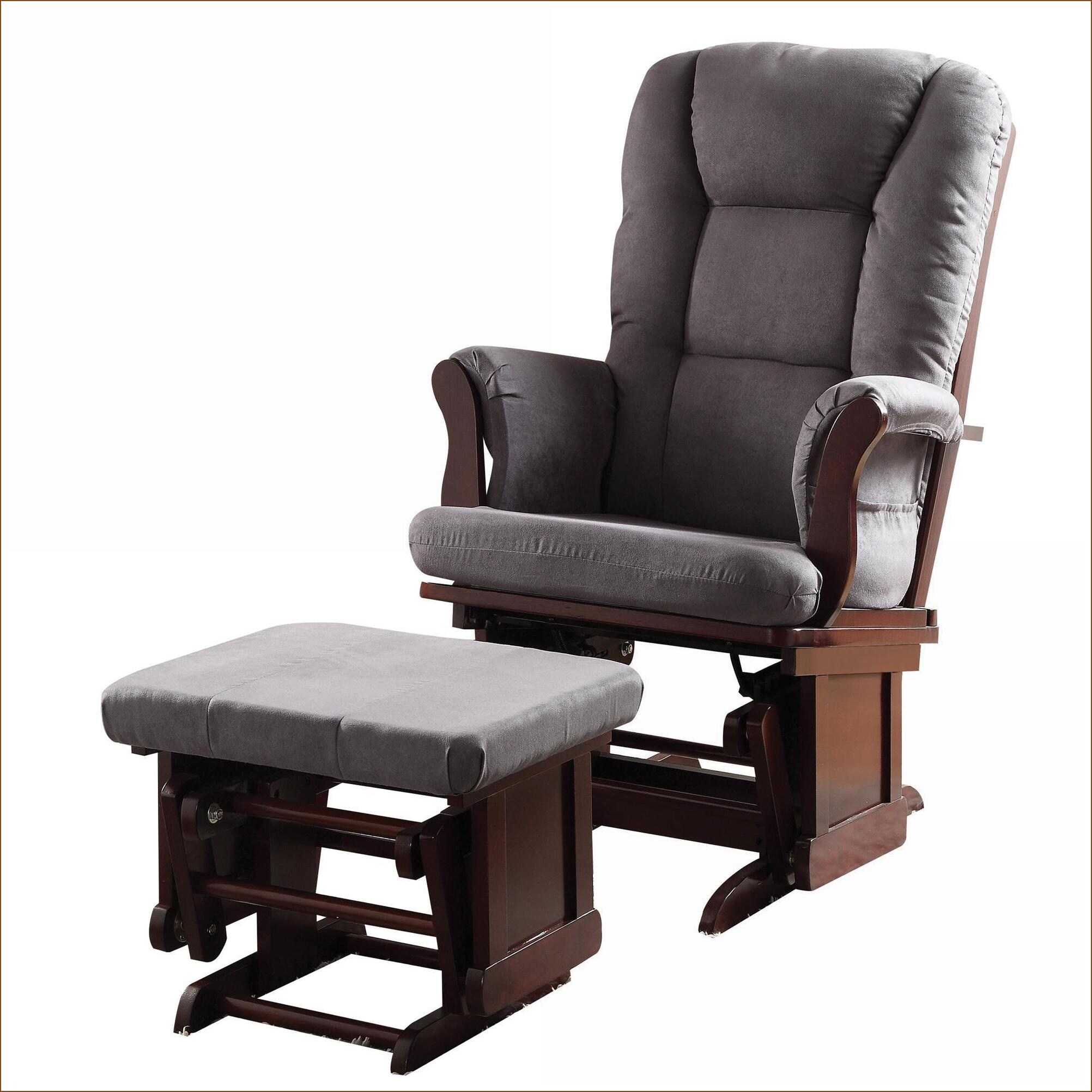 Watnature Light Gray Upholstered Glider Accent Chair with Ottoman ...