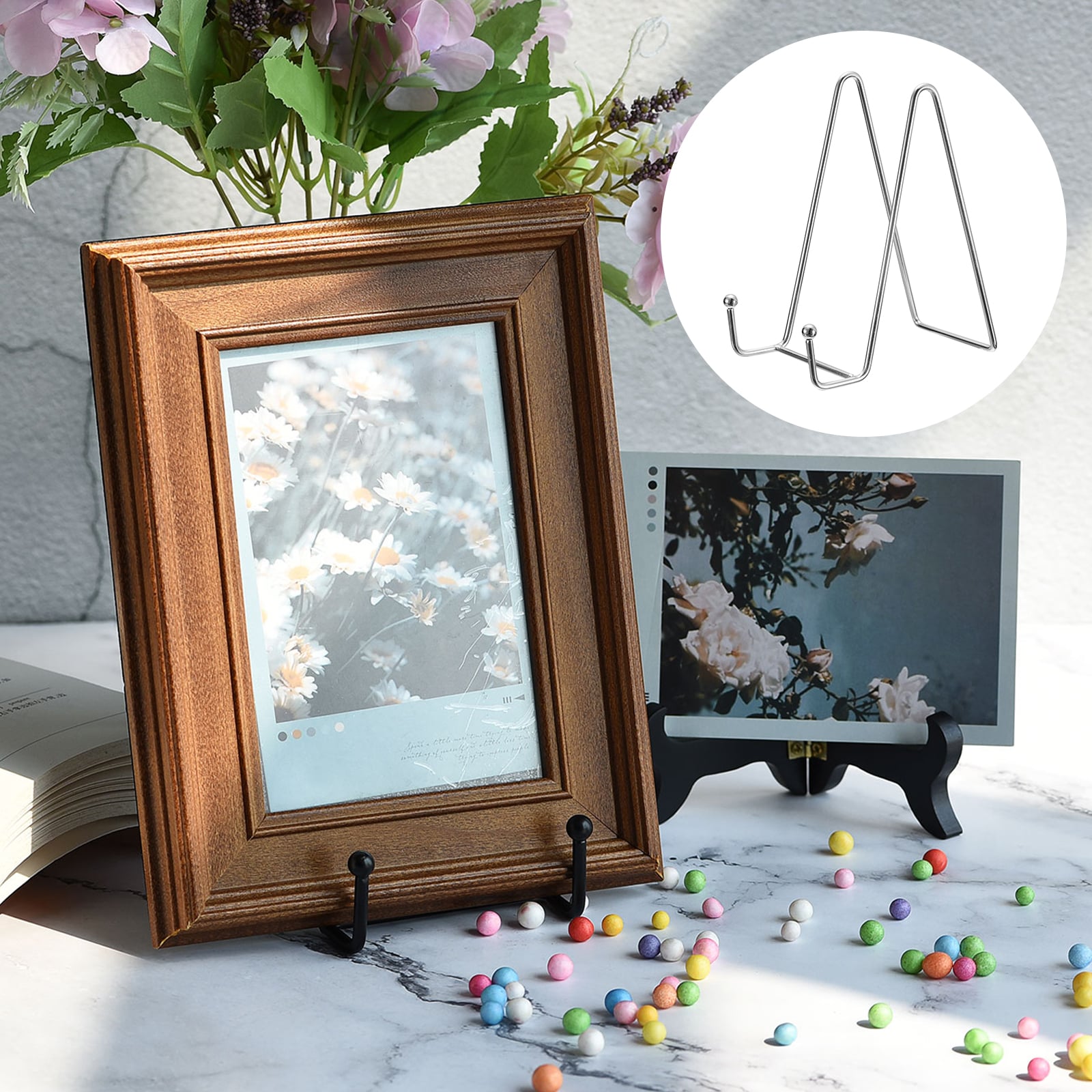 Unique Bargains Plate Stand for Display 3Pcs 6 Inch Iron Easel Plate ...