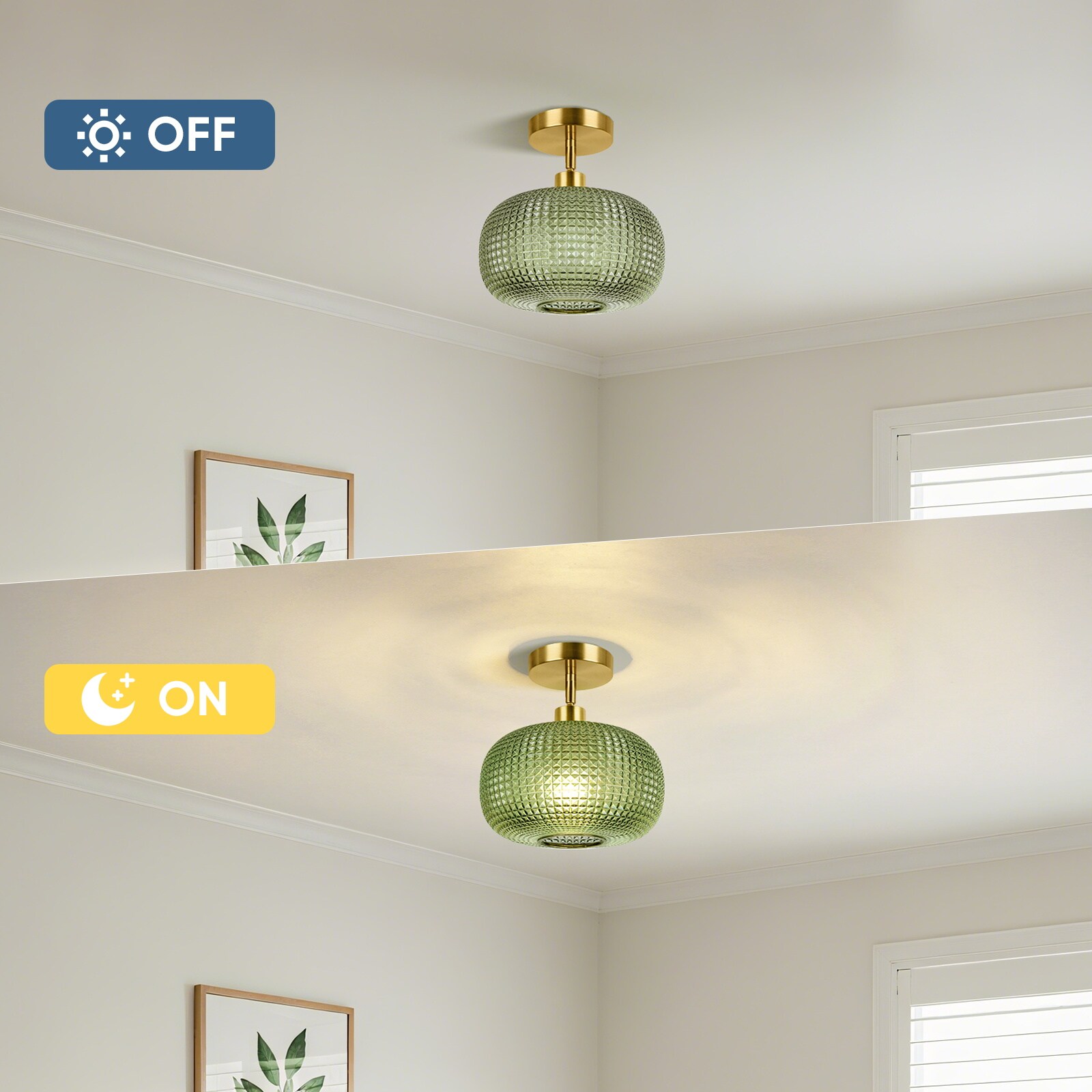 Cinoton Semi Flush Mount Ceiling Light Adjustable Hanging Gold Sloped ...