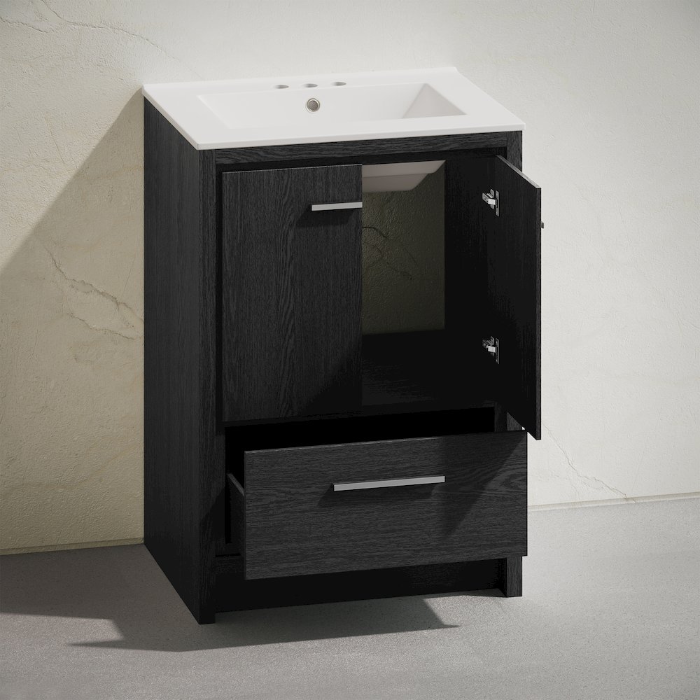 Swiss Madison 24 Freestanding Bathroom Vanity in Black Oak with 3Hole ...