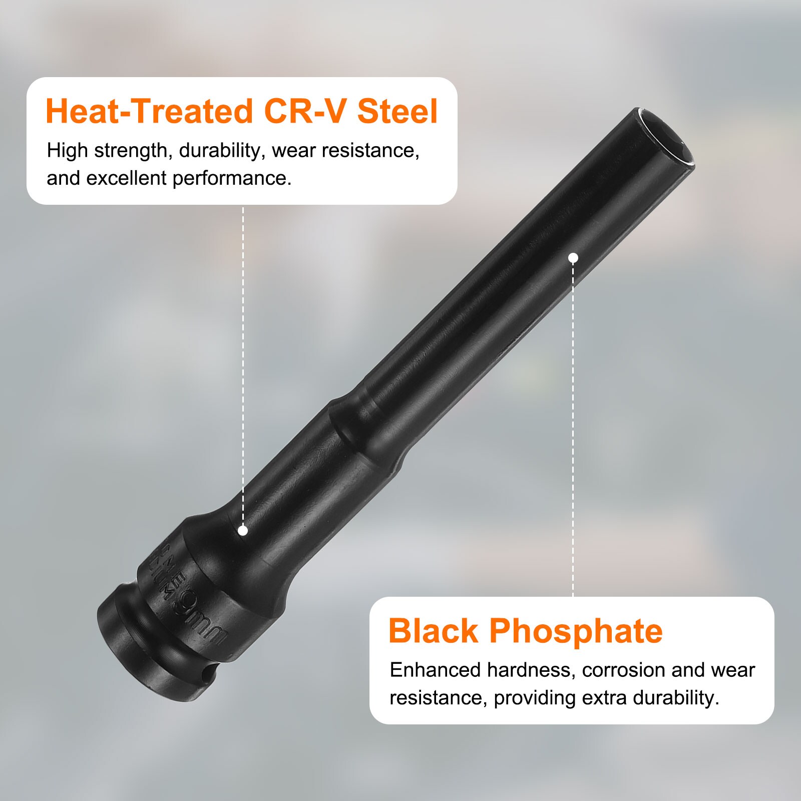 Harfington Deep Thin Wall Impact Socket 9mm Metric 6 Point Socket 1/2 ...