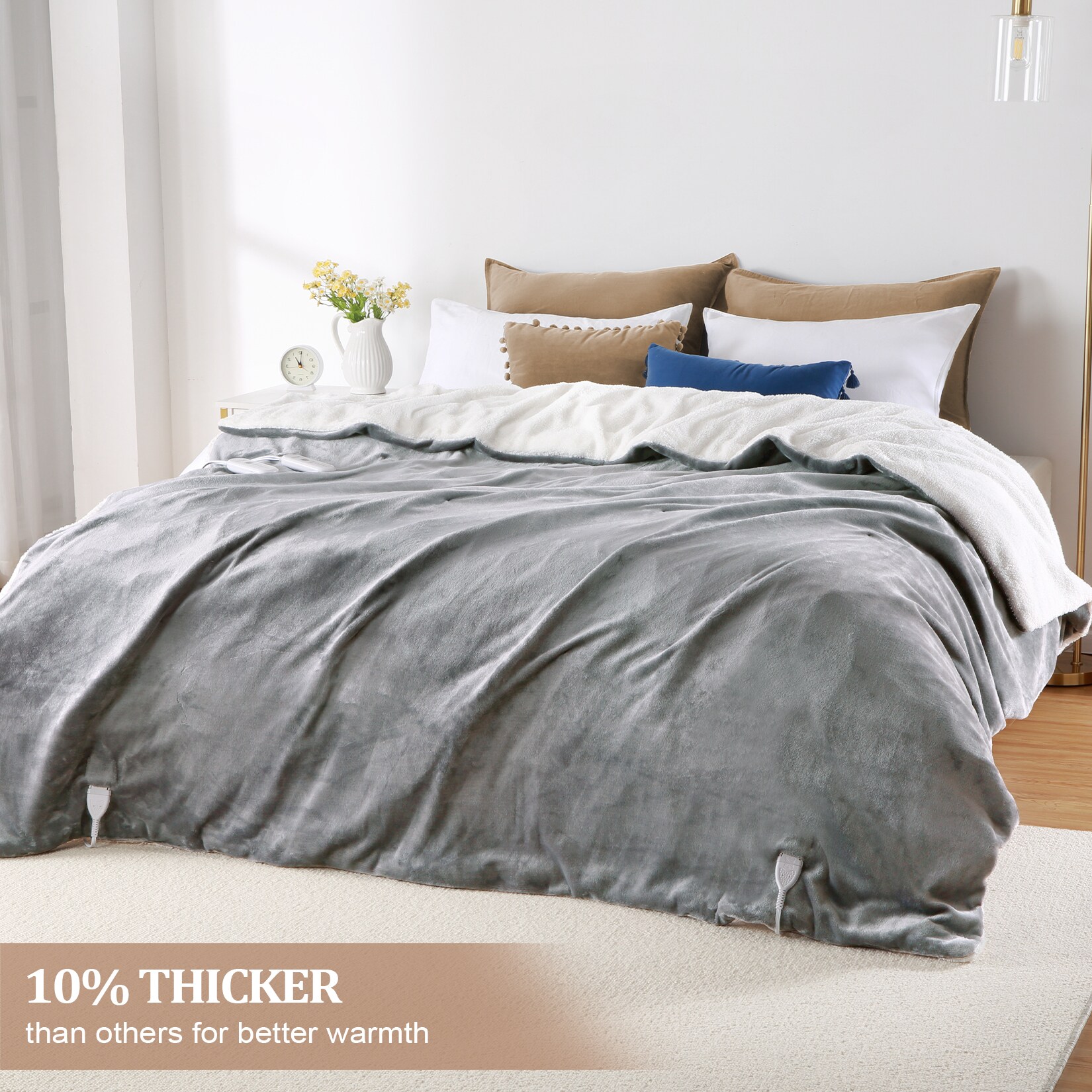 Qeetex Electric Blanket King Size 90 x 100 Large Thickened Sherpa ...