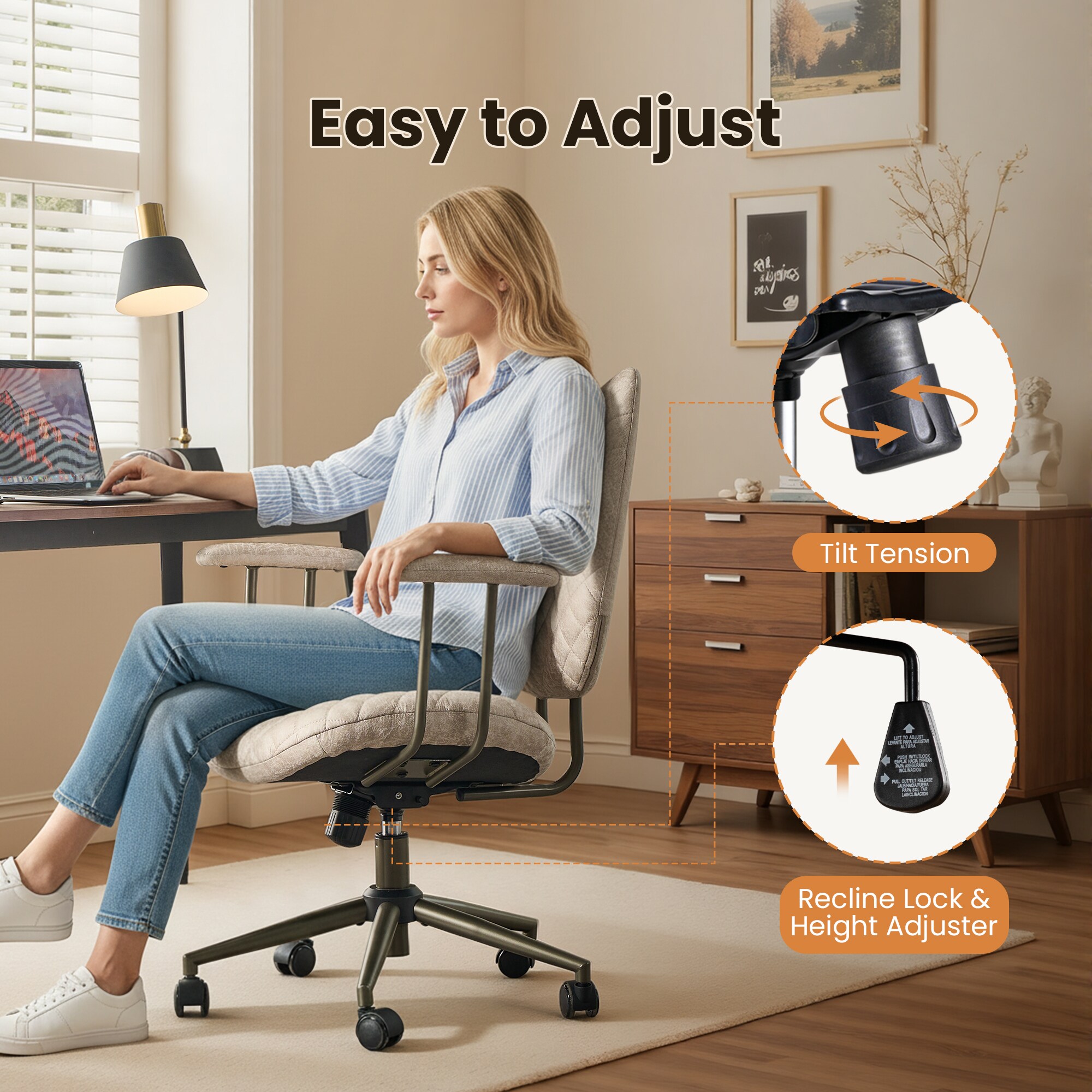 Toject Home Office Chair Rubber Casters Ergonomic Executive Desk Chair ...