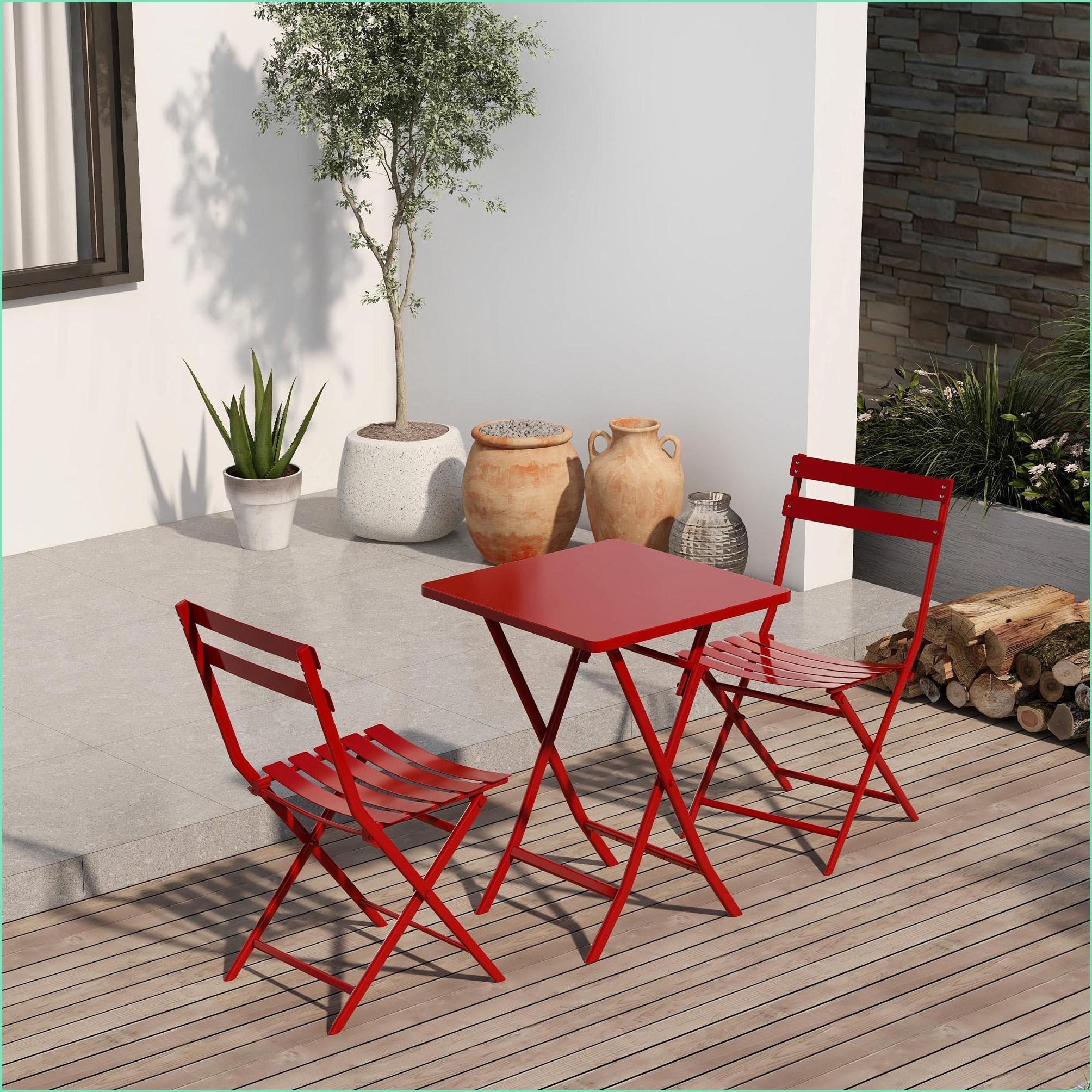 Watnature Patio Bistro Set 3 Piece Foldable Square Table n ampChairs ...