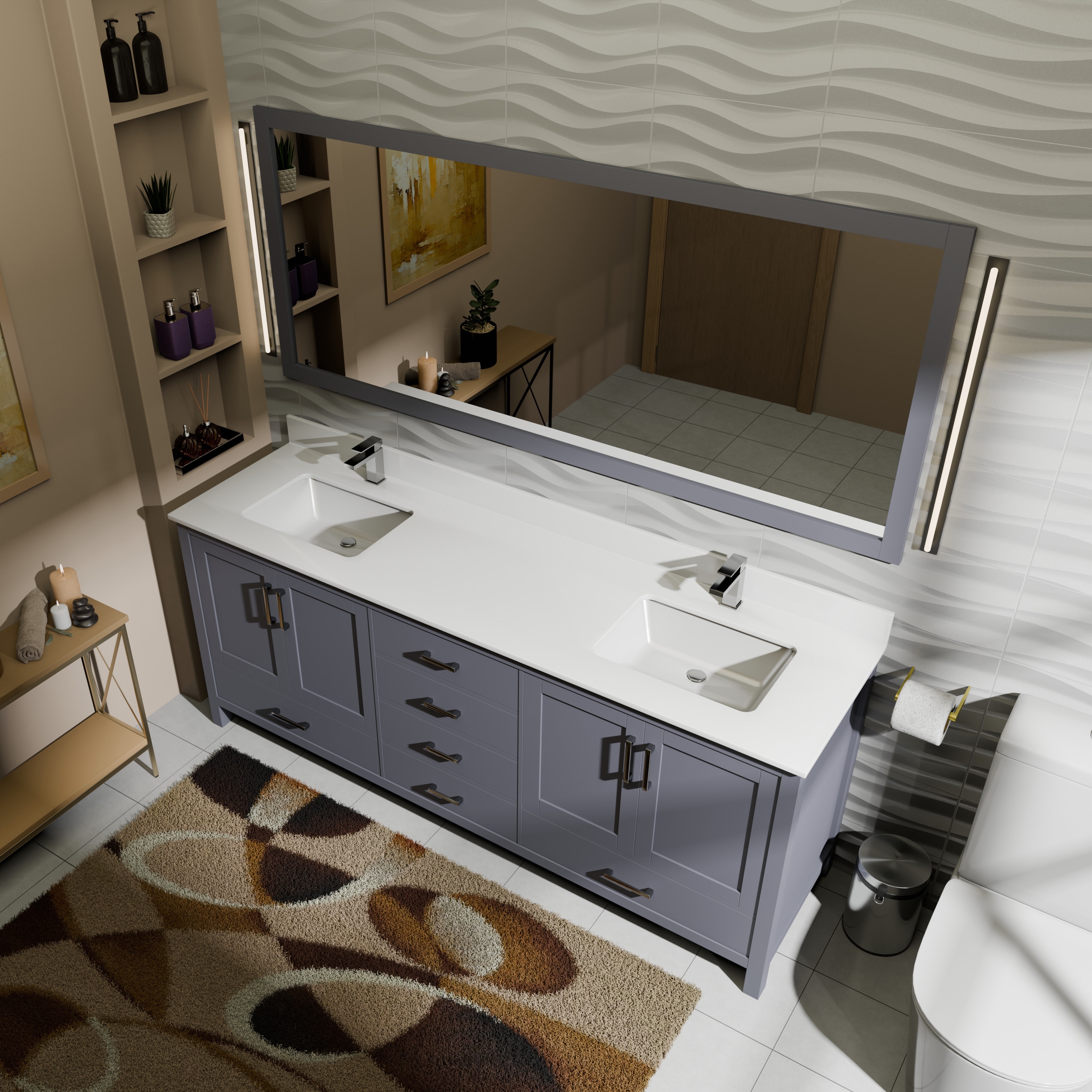 Lexora Jacques 72-in Dark Grey Undermount Double Sink Bathroom Vanity ...