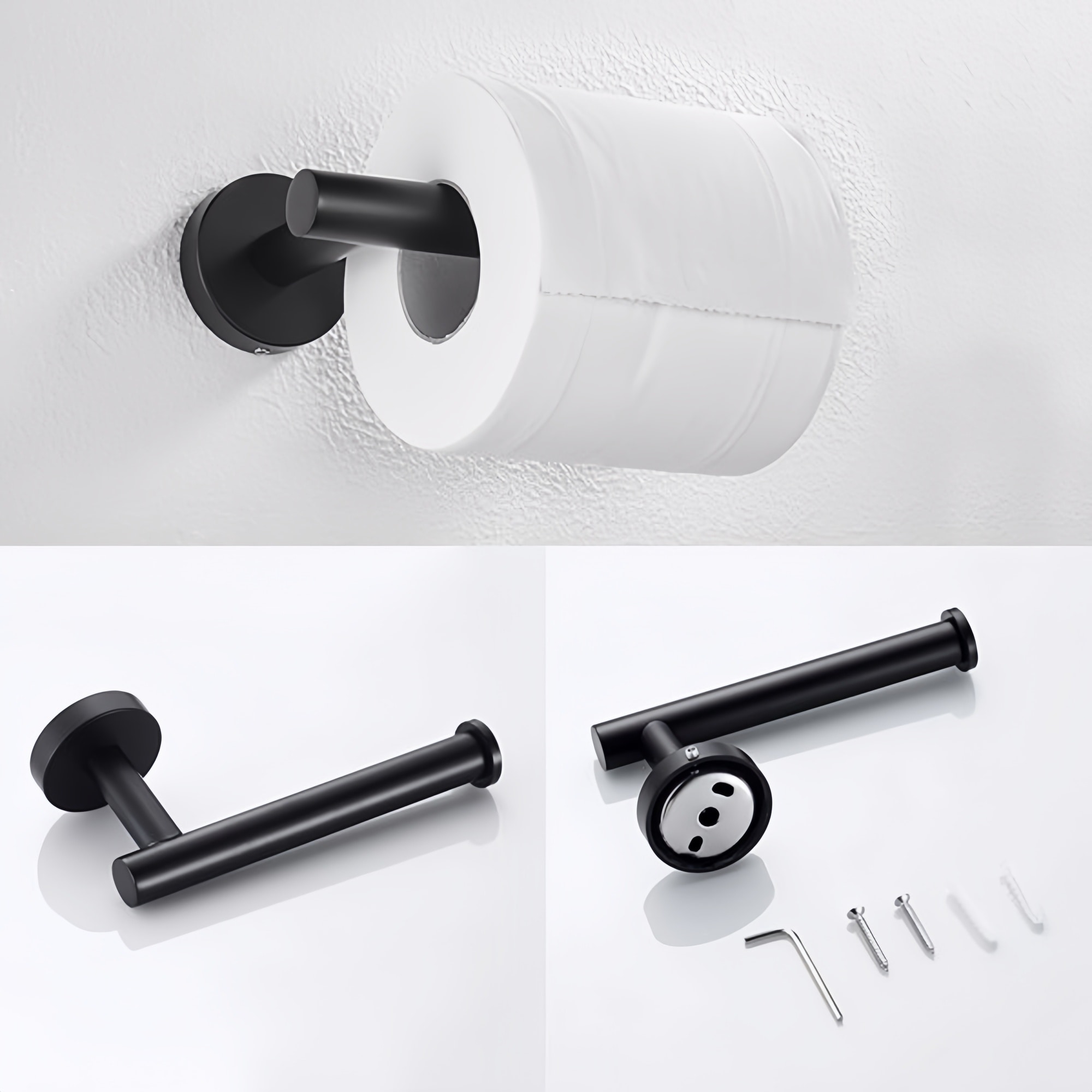 Numhew 3-Piece Metal Matte Black Bathroom Hardware Set in the ...