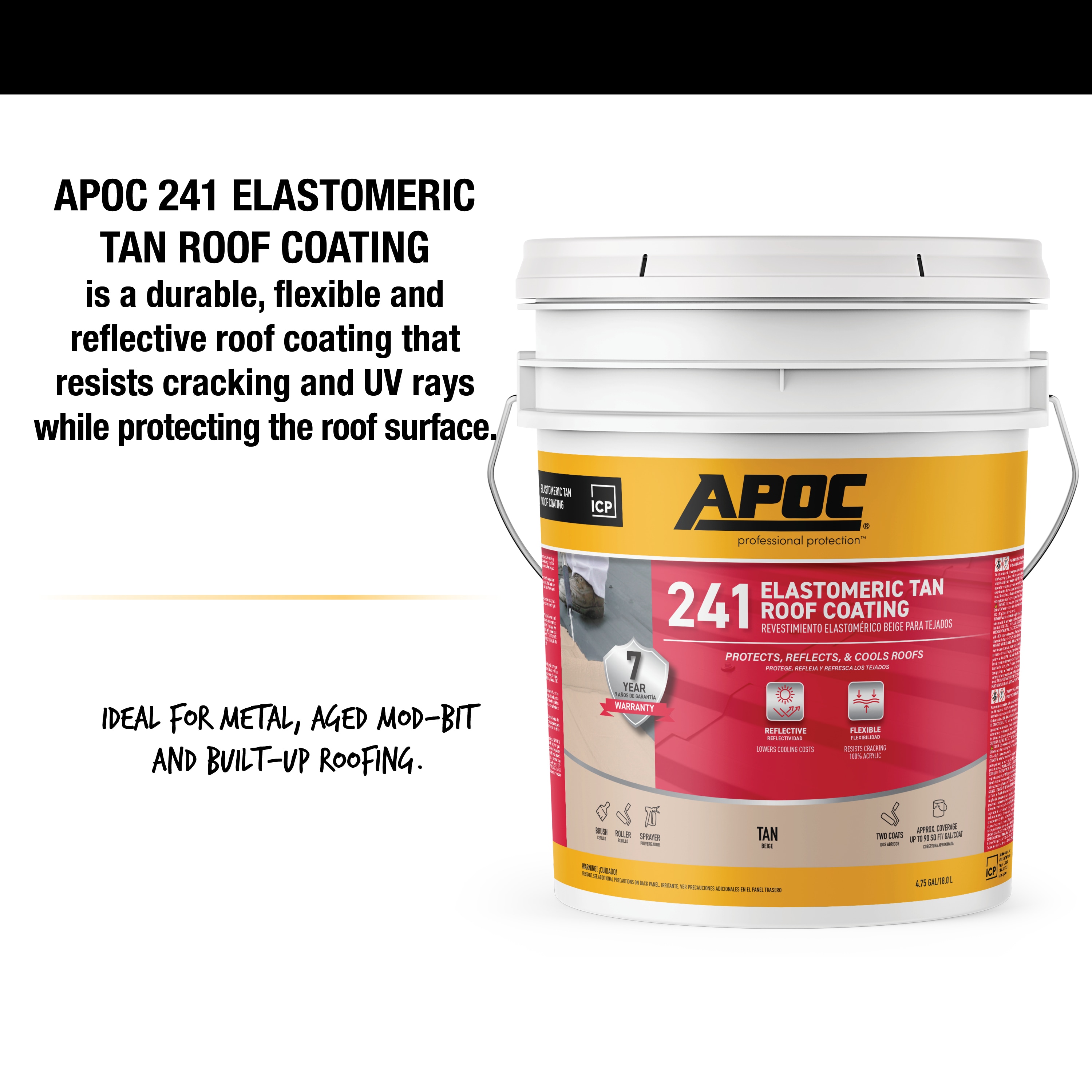 APOC Elastomeric Reflective Roof Coating 4.75-gallon Tan Elastomeric ...
