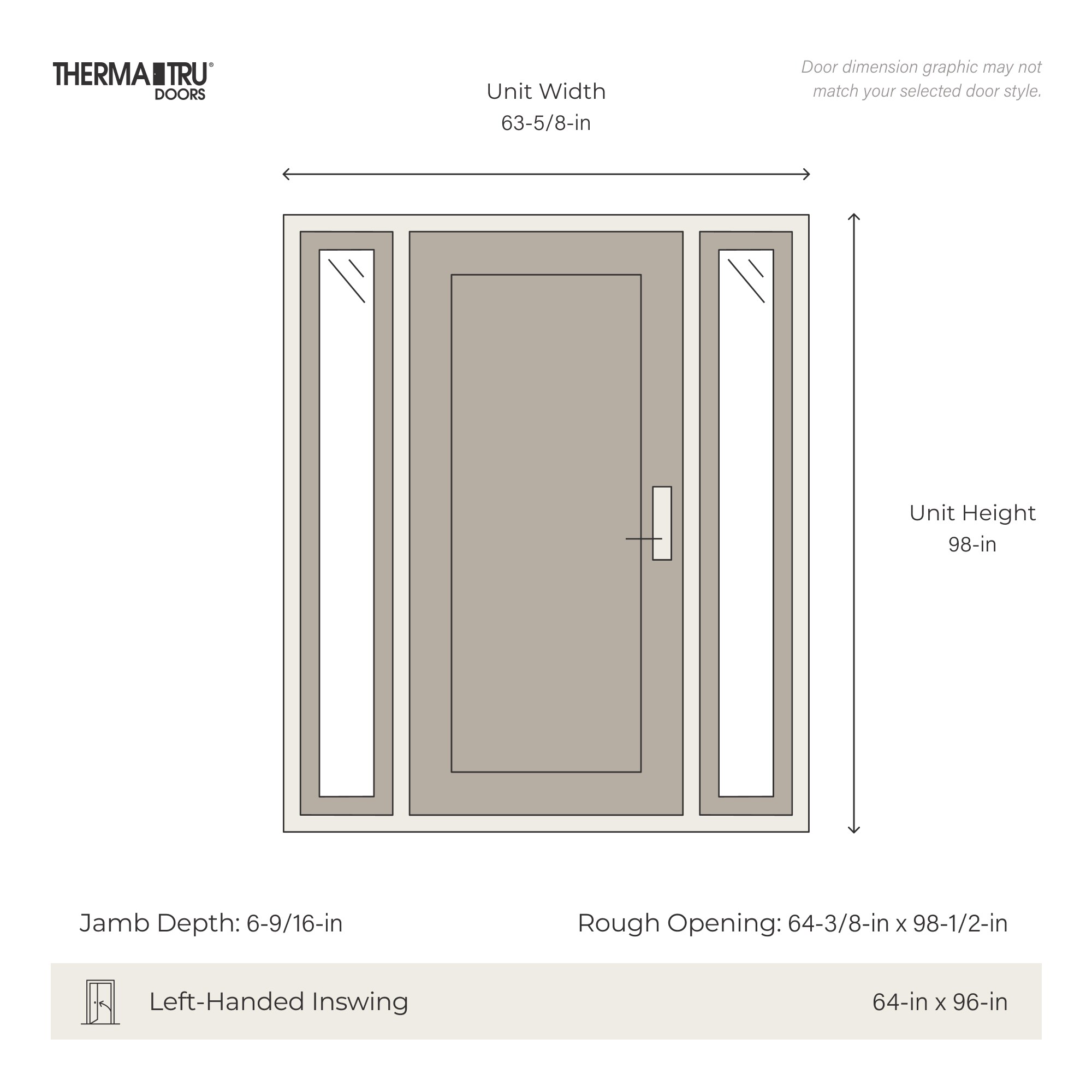 Therma-Tru Smooth Star 64-in x 96-in x 6-9/16-in Fiberglass Left-hand ...