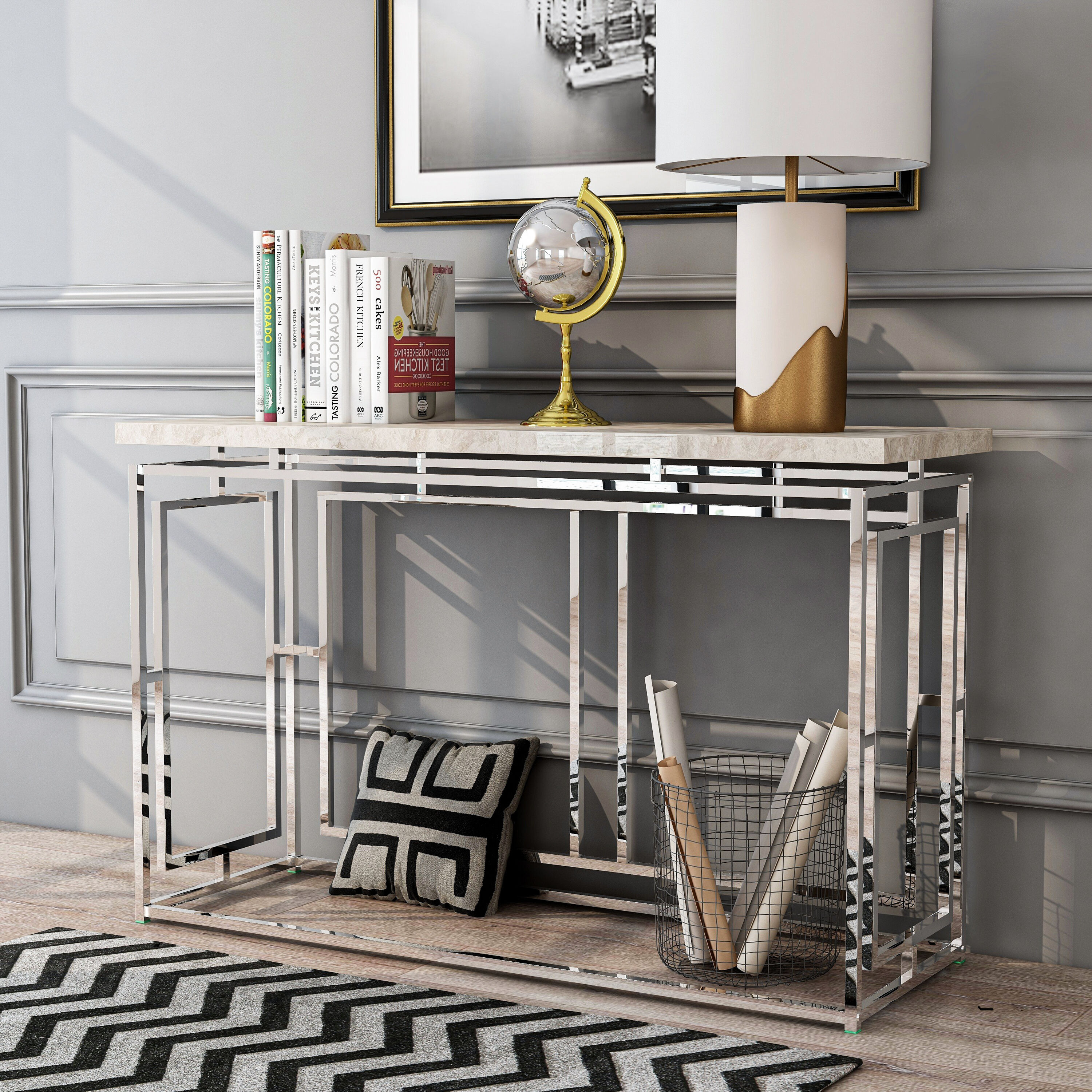 Furniture of America Witmir Modern White Console Table IDF-4397CRM-S at ...