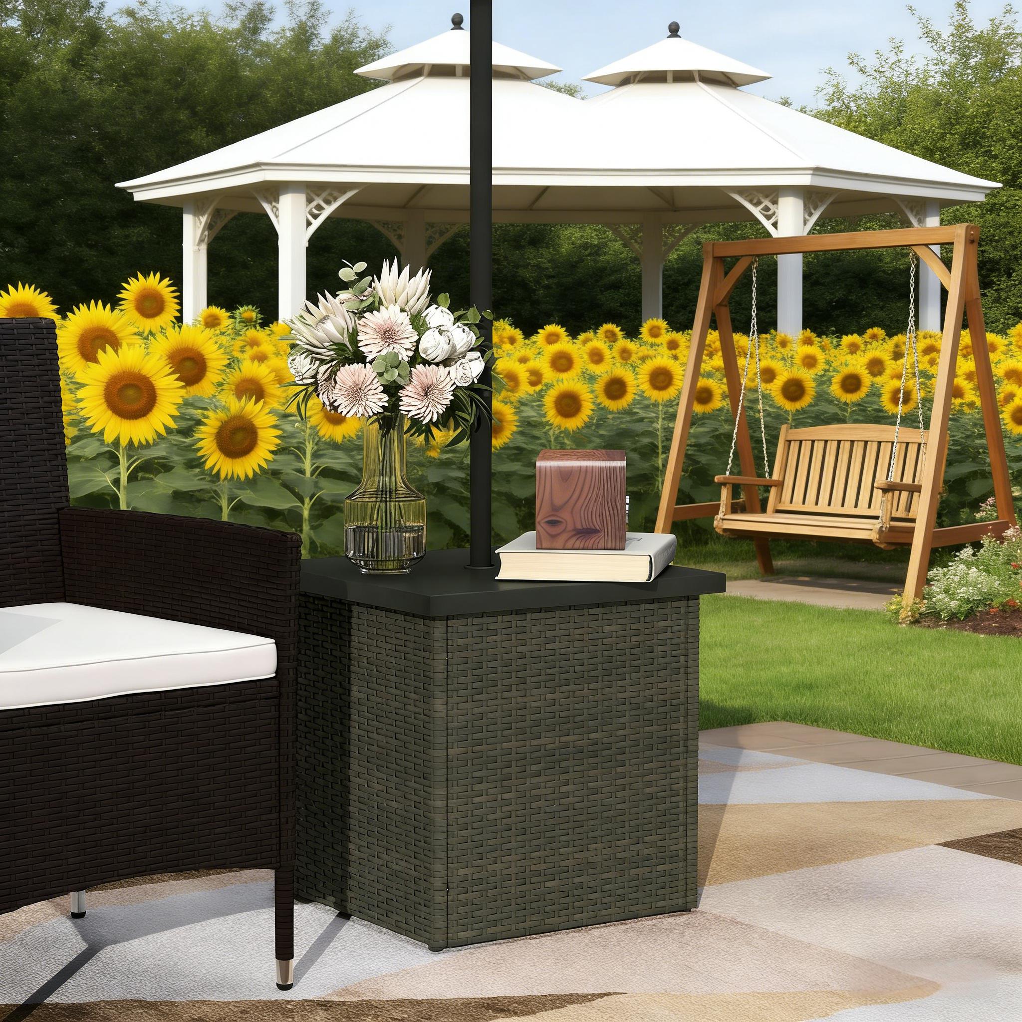 GDFStudio Lumia Versatile 20 in. Square Coastal Steel Frame Patio ...