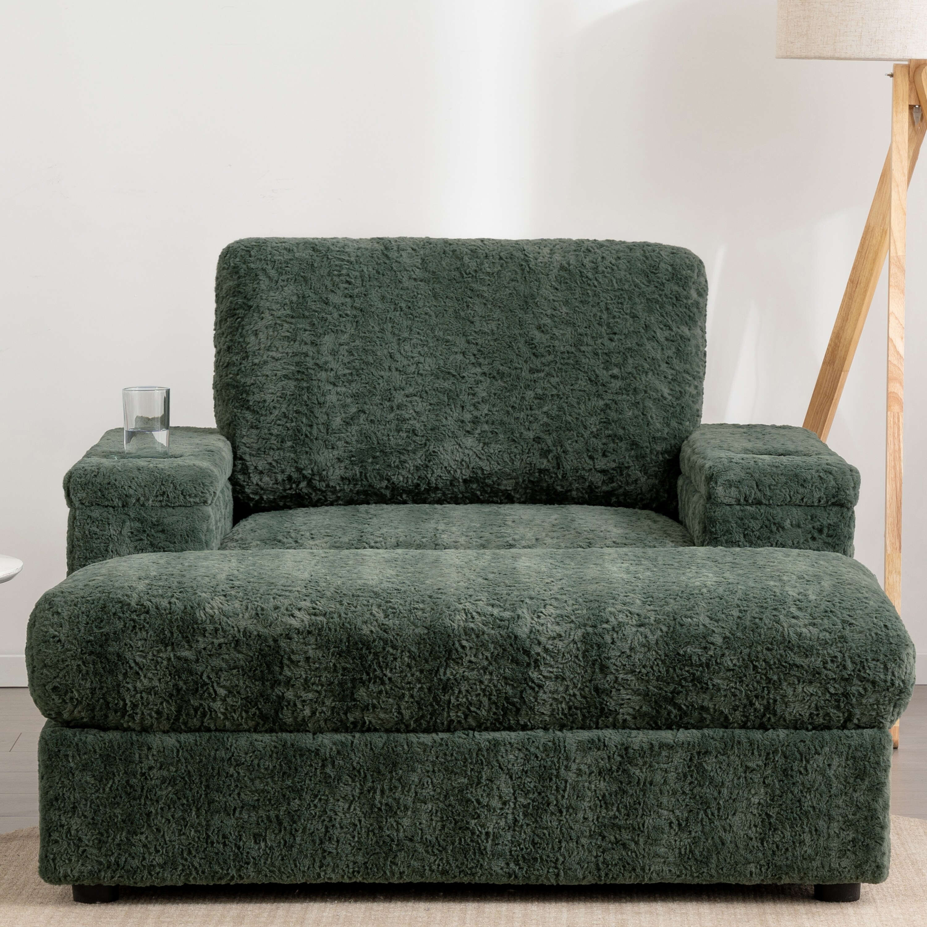 ModernLuxe AC Milan 42" Oversized Chaise Lounge Indoor,Faux Rabbit Fur ...