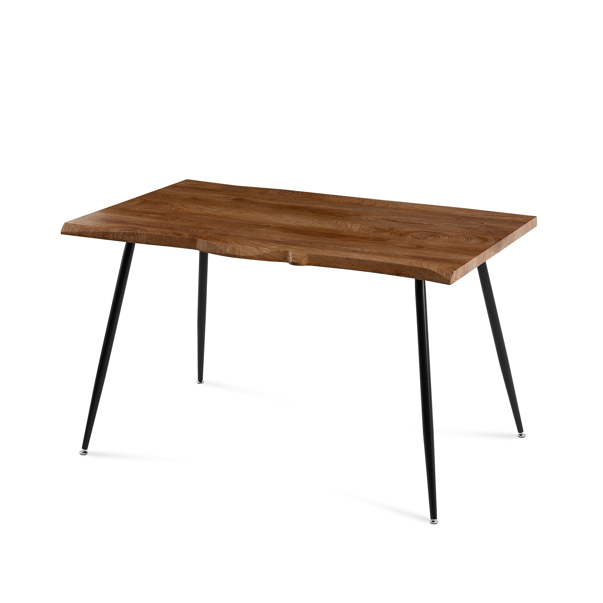 Bybafun Walnut Live edge Casual MDF Dining Table, with Metal Finish and ...