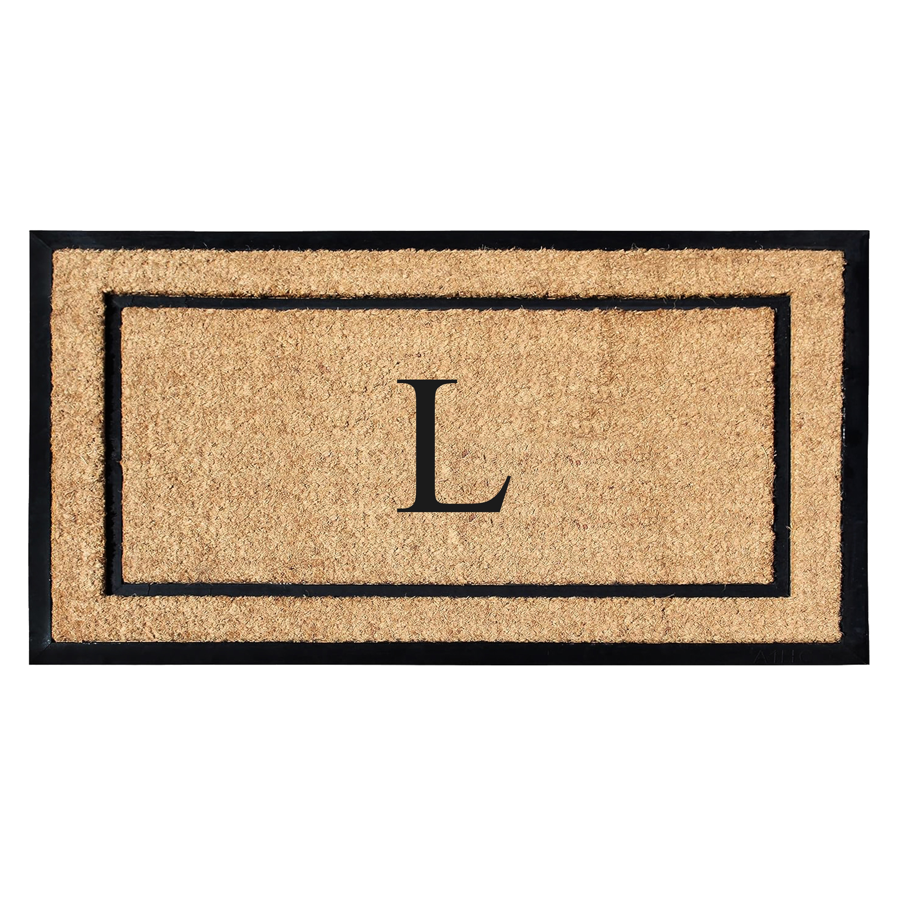 A1 Home Collections 24-in x 48-in Monogrammed Natural Coir and Rubber ...