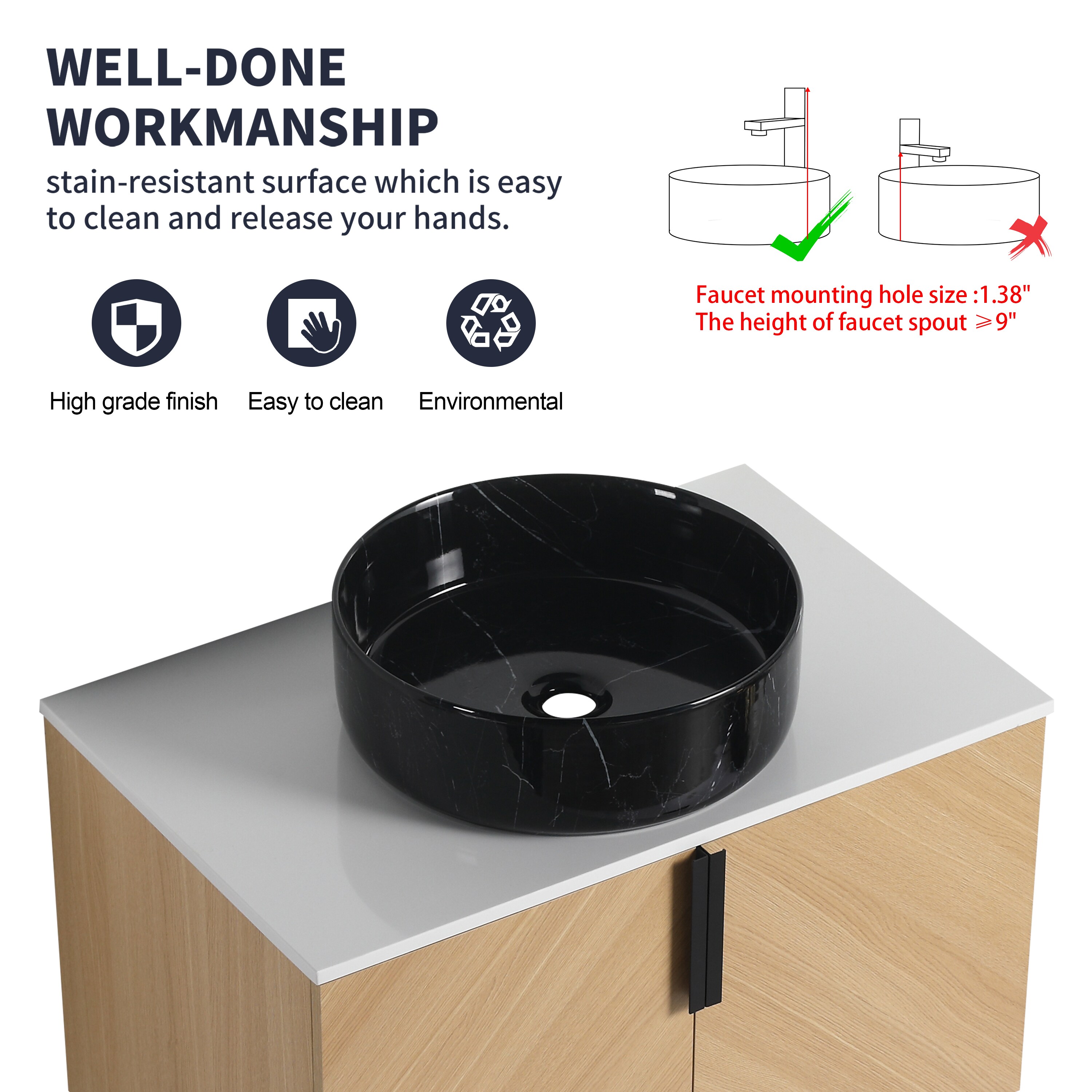 LUCKY ONE 30-in Light Oak Grain Ceramic Art 1-Sink Floating Bathroom ...