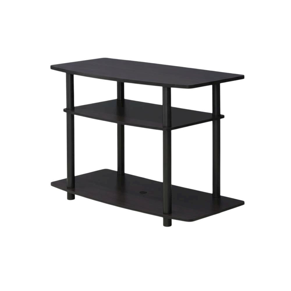 FurniFact Dark Walnut TV stand with 3-tier open shelves and modern ...