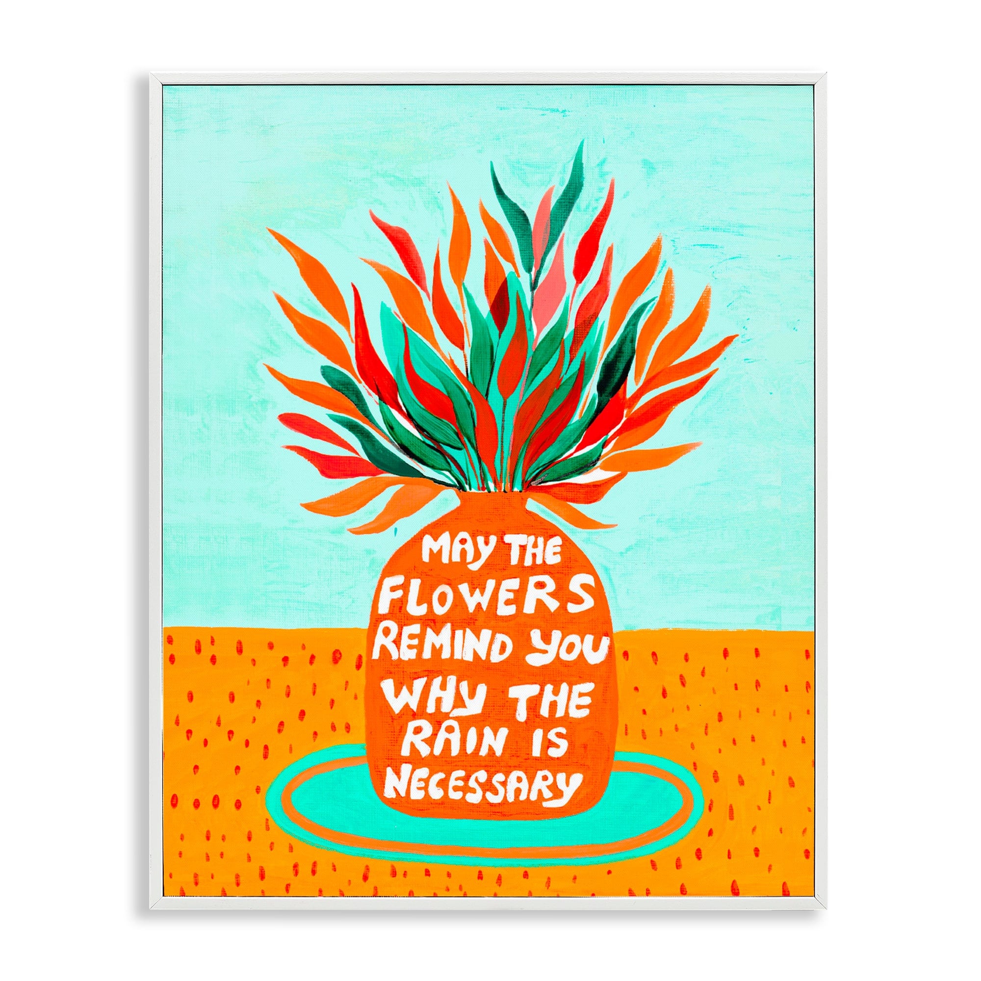 Stupell Industries Flowers Remind Rain Is Necessary White Framed Giclee ...