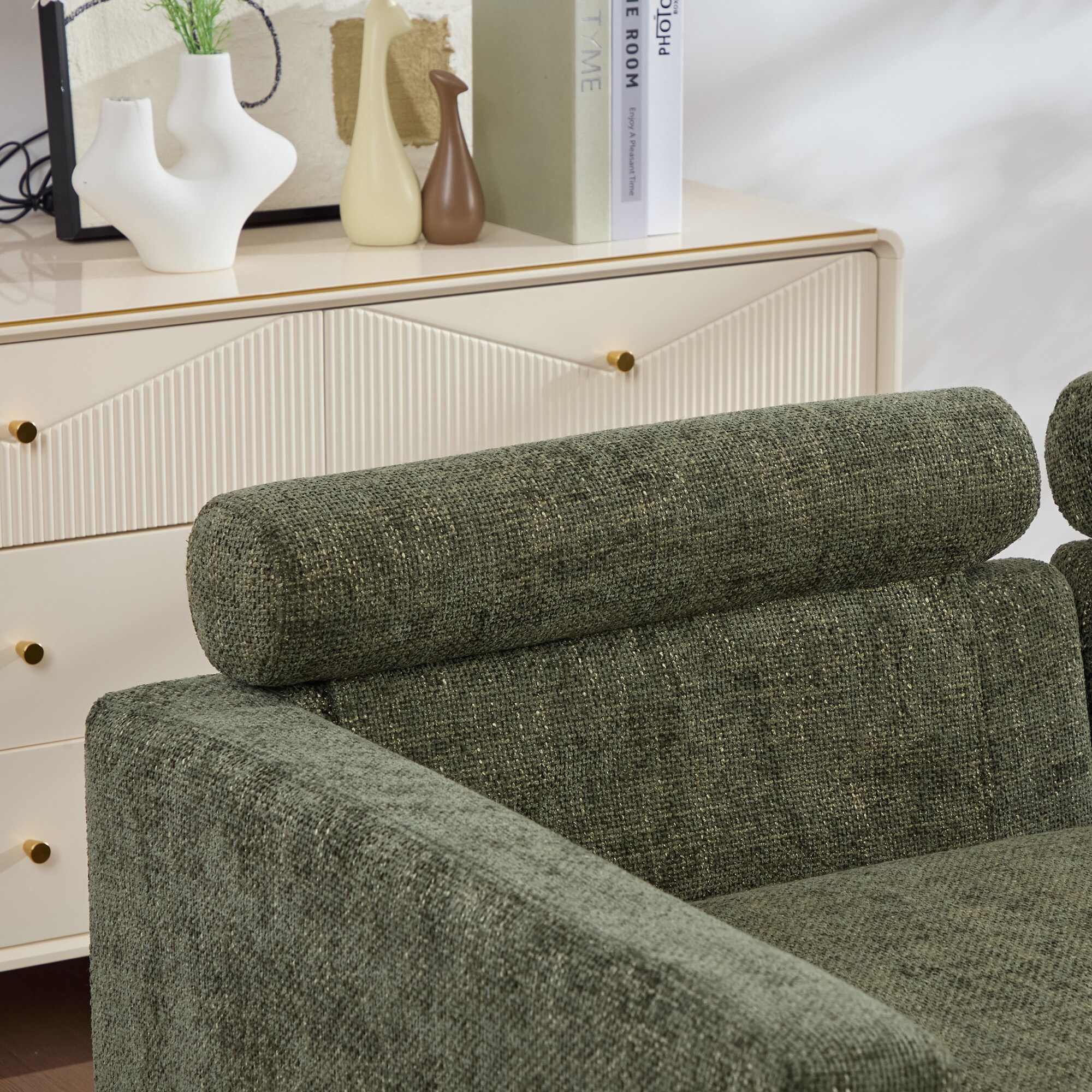 LUXEYARD 31 Inch Modular Sofa Bed Chenille Upholstery Metal Legs Strong ...