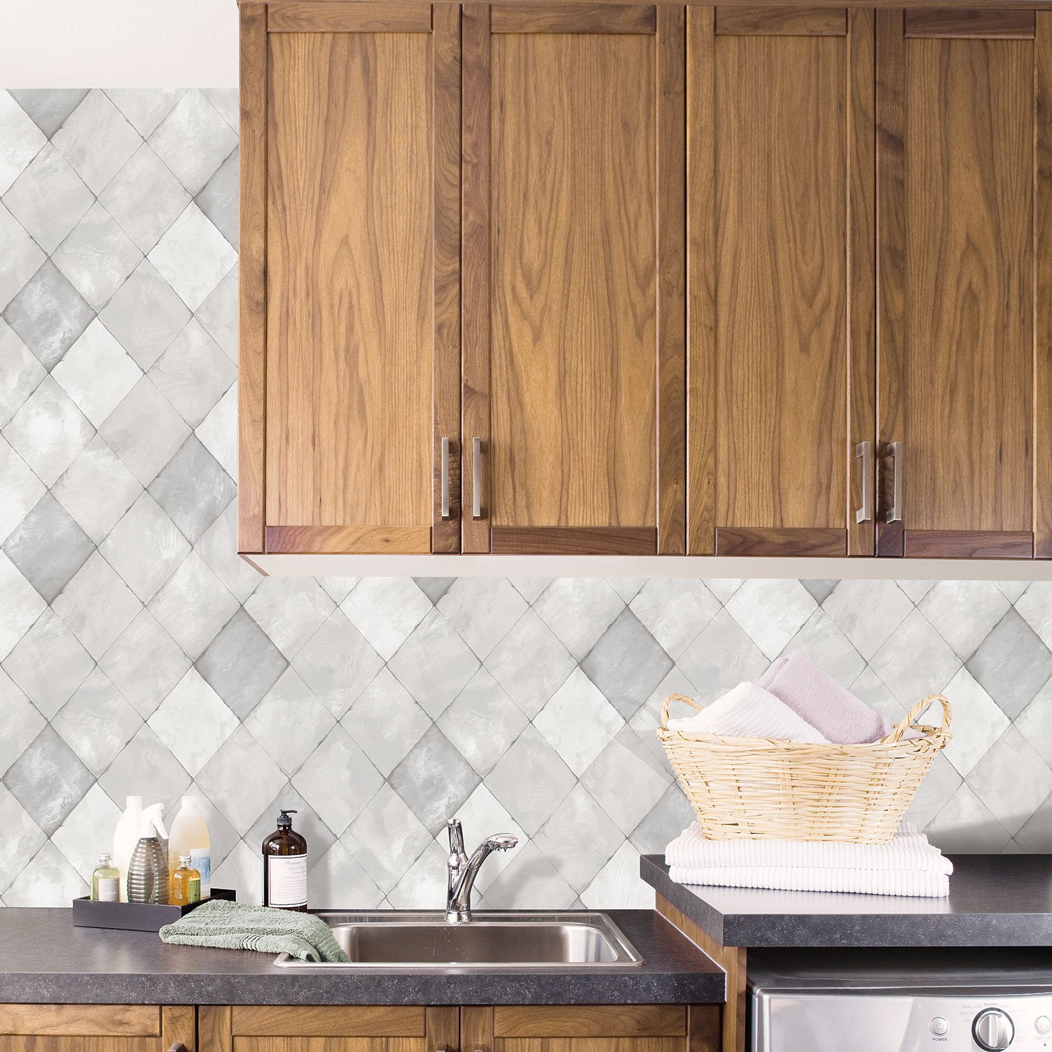 Galerie Kitchen Recipes Tile Brick Stone Silver Grey Wallpaper G12260 ...