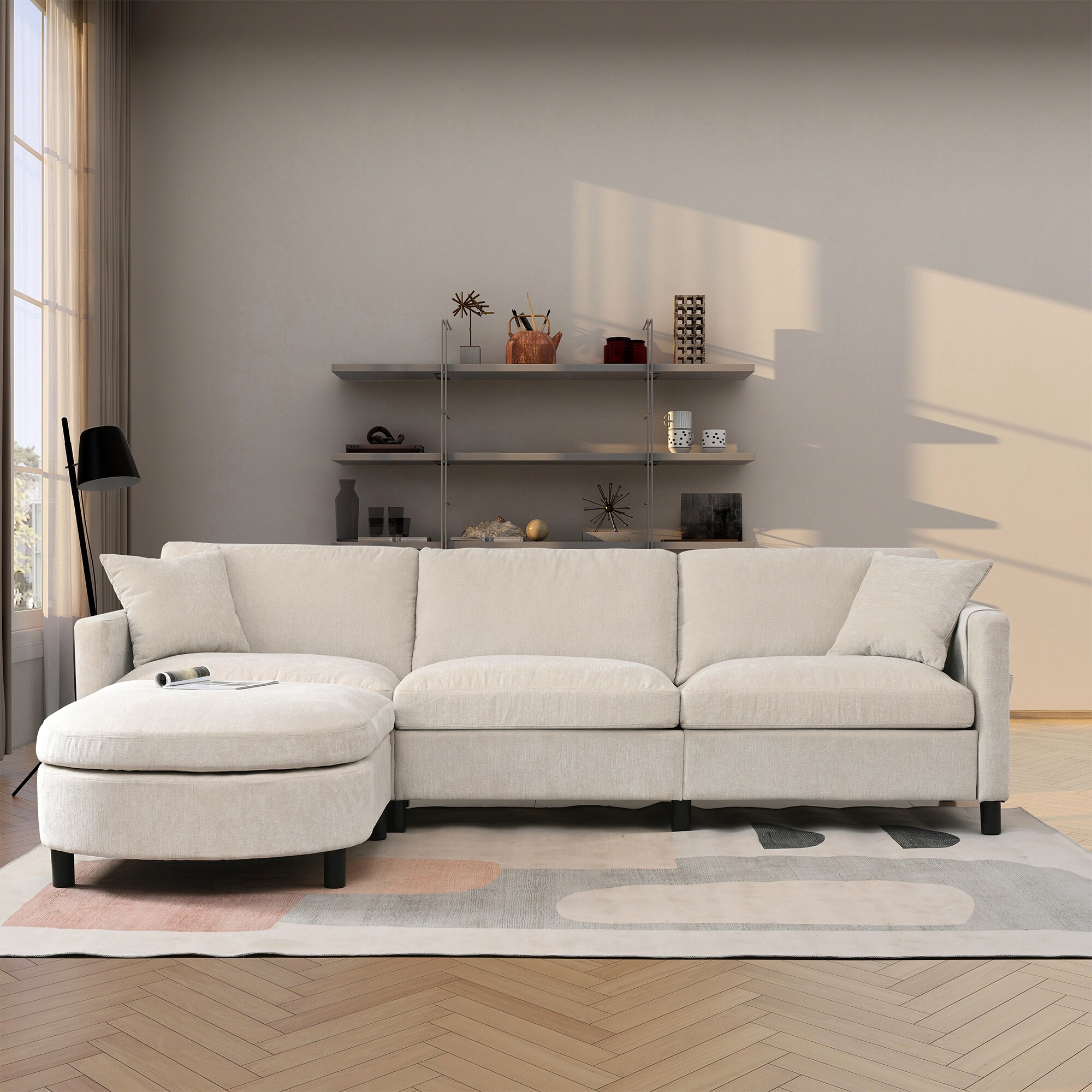 Bybafun 107.87-in W Modern Beige 3-seater Sofa in the Couches, Sofas & Loveseats department at ...