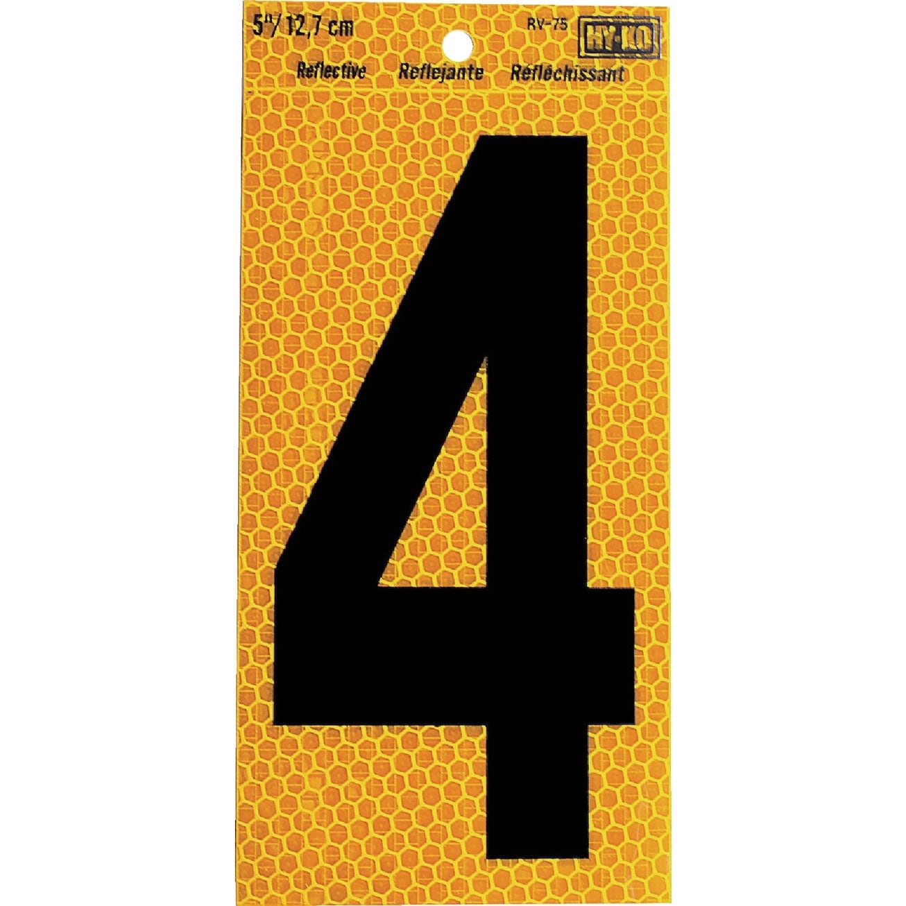 Hy-Ko Products Hy-Ko 5 Reflective Vinyl Number #4 Black on Yellow in ...