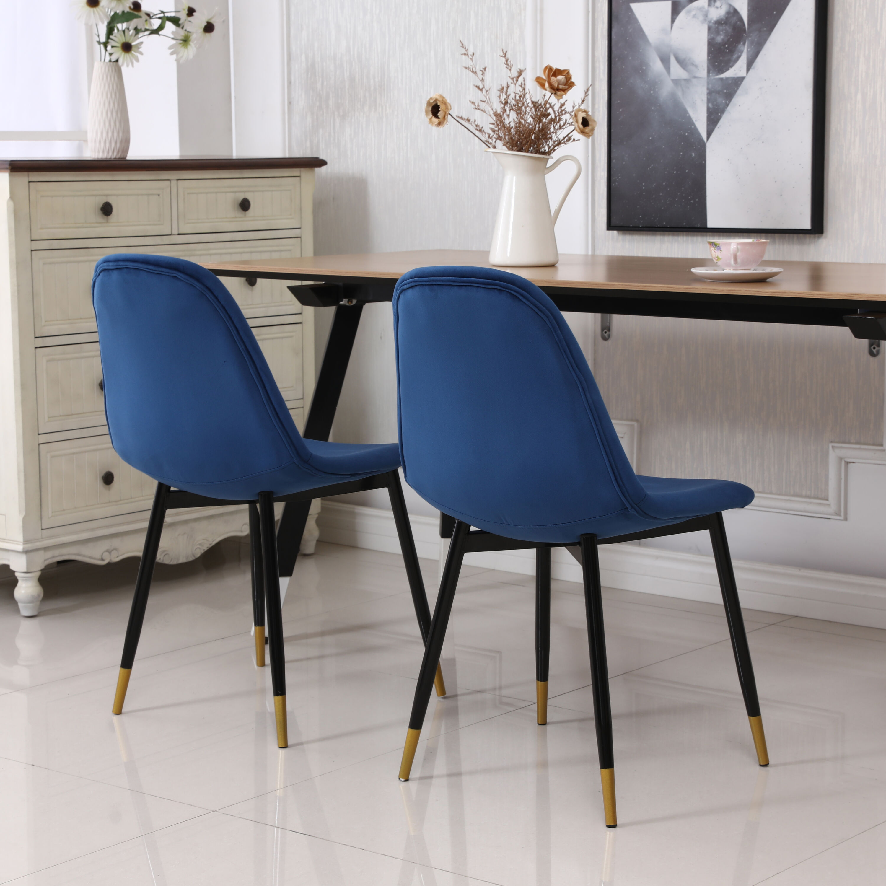 Blisstyle Lassan Contemporary Fabric Dining Chairs Set of 4 Blue Modern ...