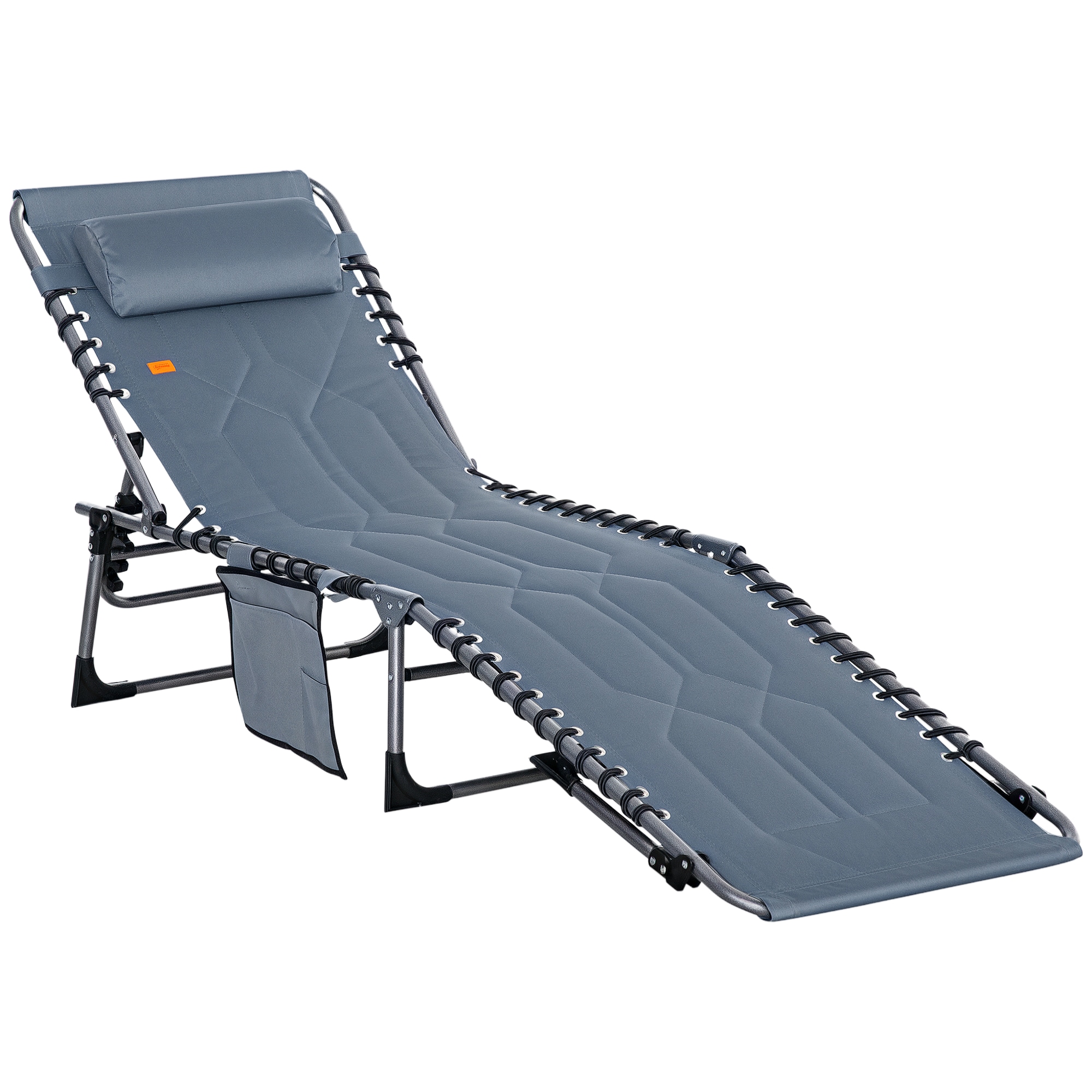 Tinyhomie Padded Folding Chaise Lounge Chair Outdoor Reclining Camping ...