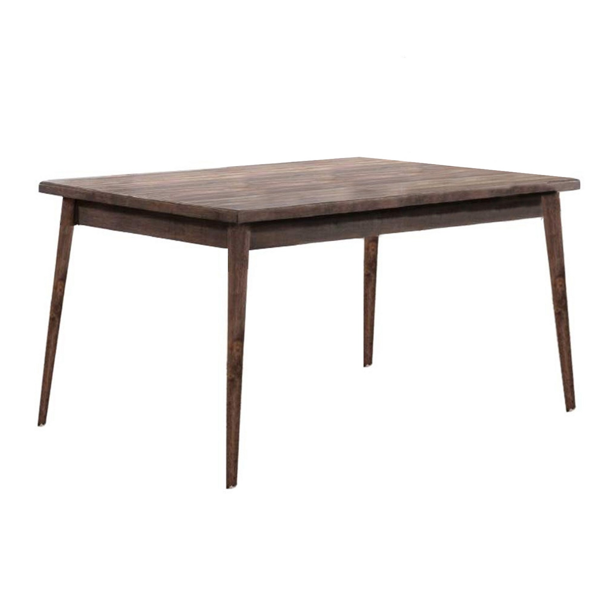 Benzara Lee 59 Inch Rectangular Dining Table-Tapered Legs-Modern Brown ...