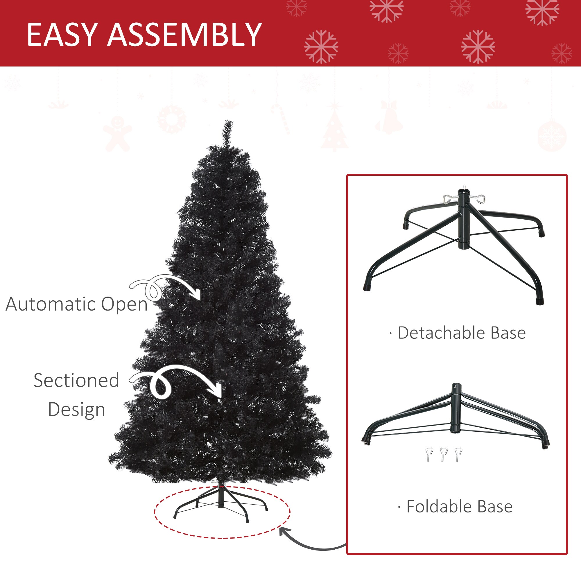 GDFStudio 7ft Artificial Christmas Tree Unlit Douglas Fir with ...