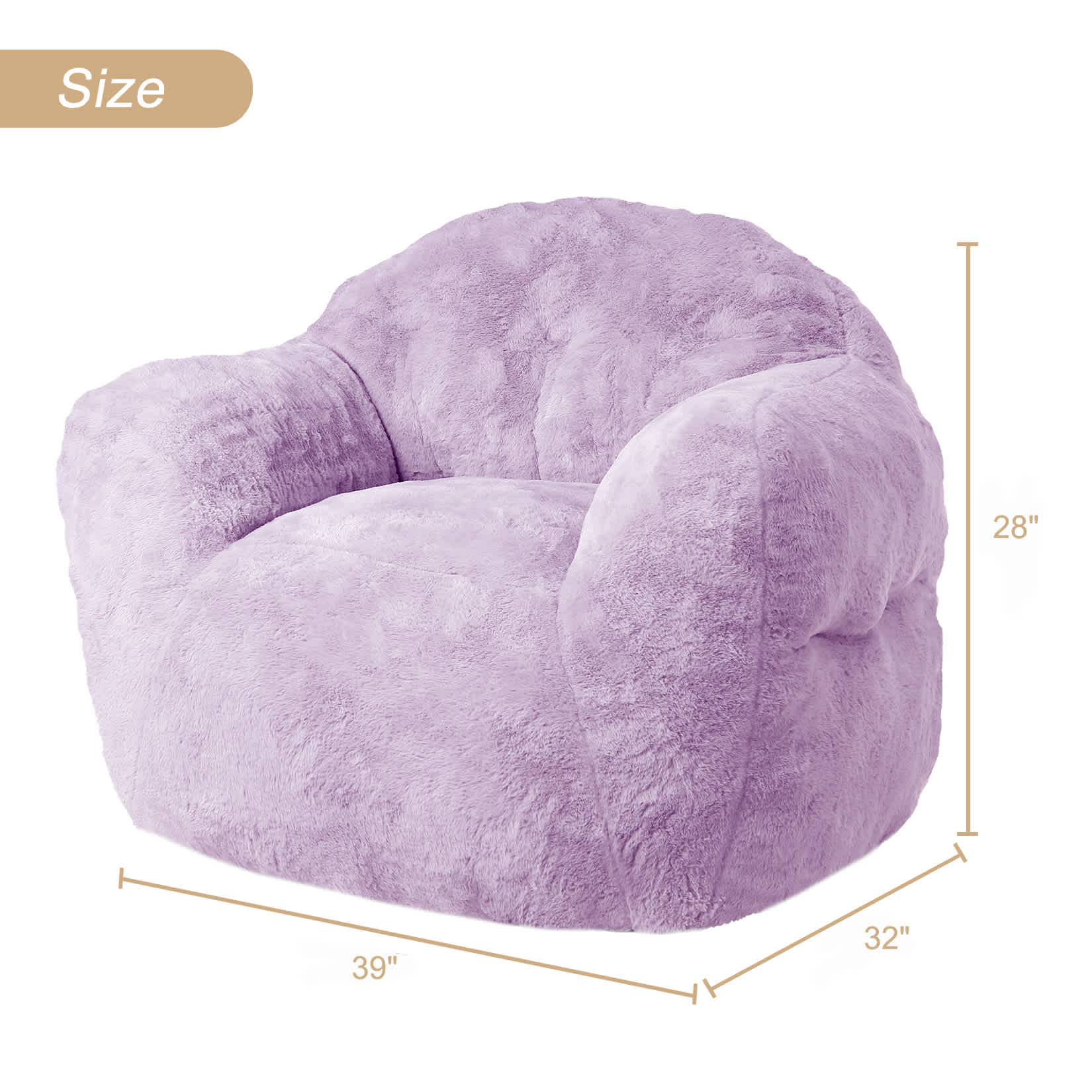 WhizMax 39 Inch Bean Bag Plush Comfort Filler Included Armrest Design ...