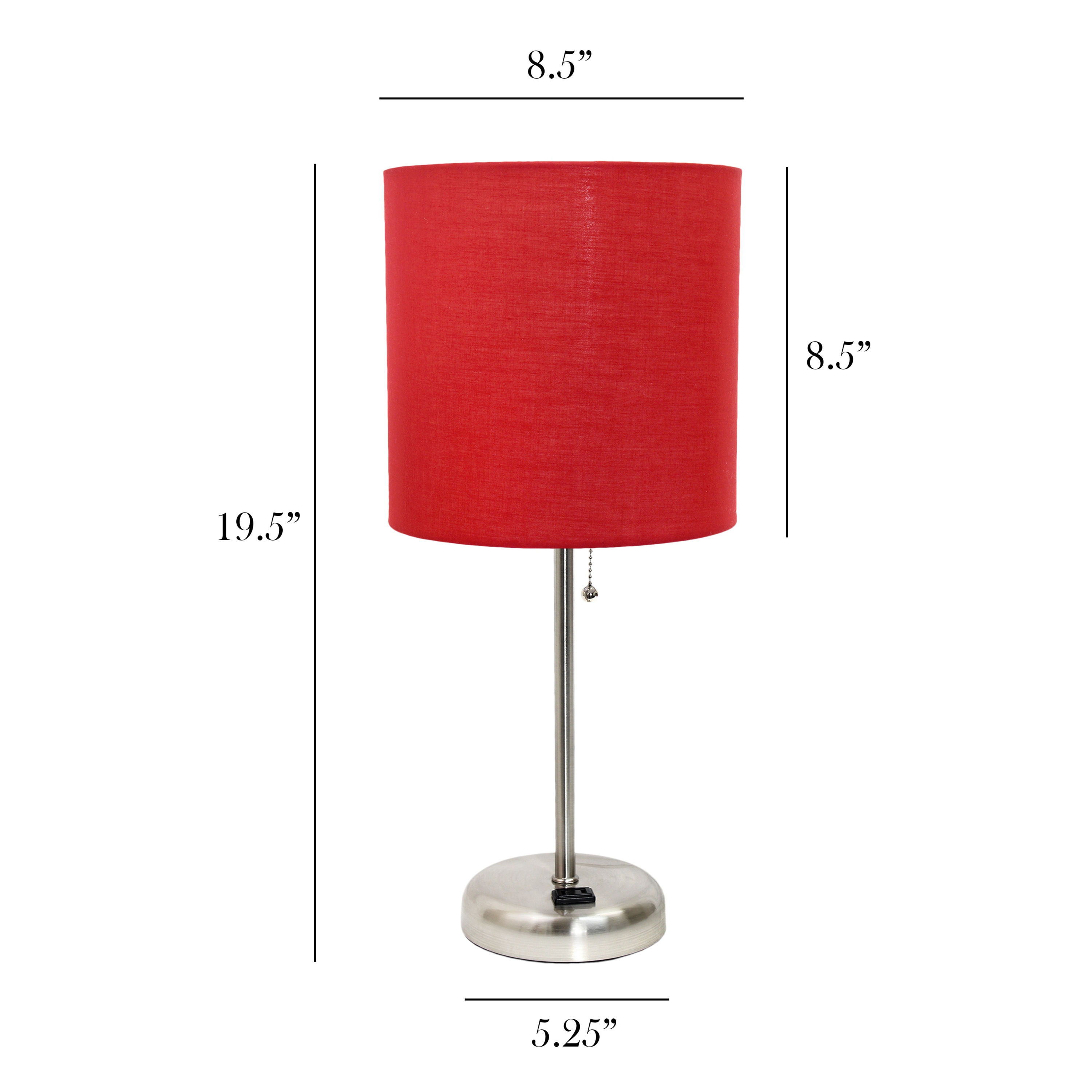 Simple Designs 19.5-inch Sleek and Slender Brushed Steel Table Lamp ...