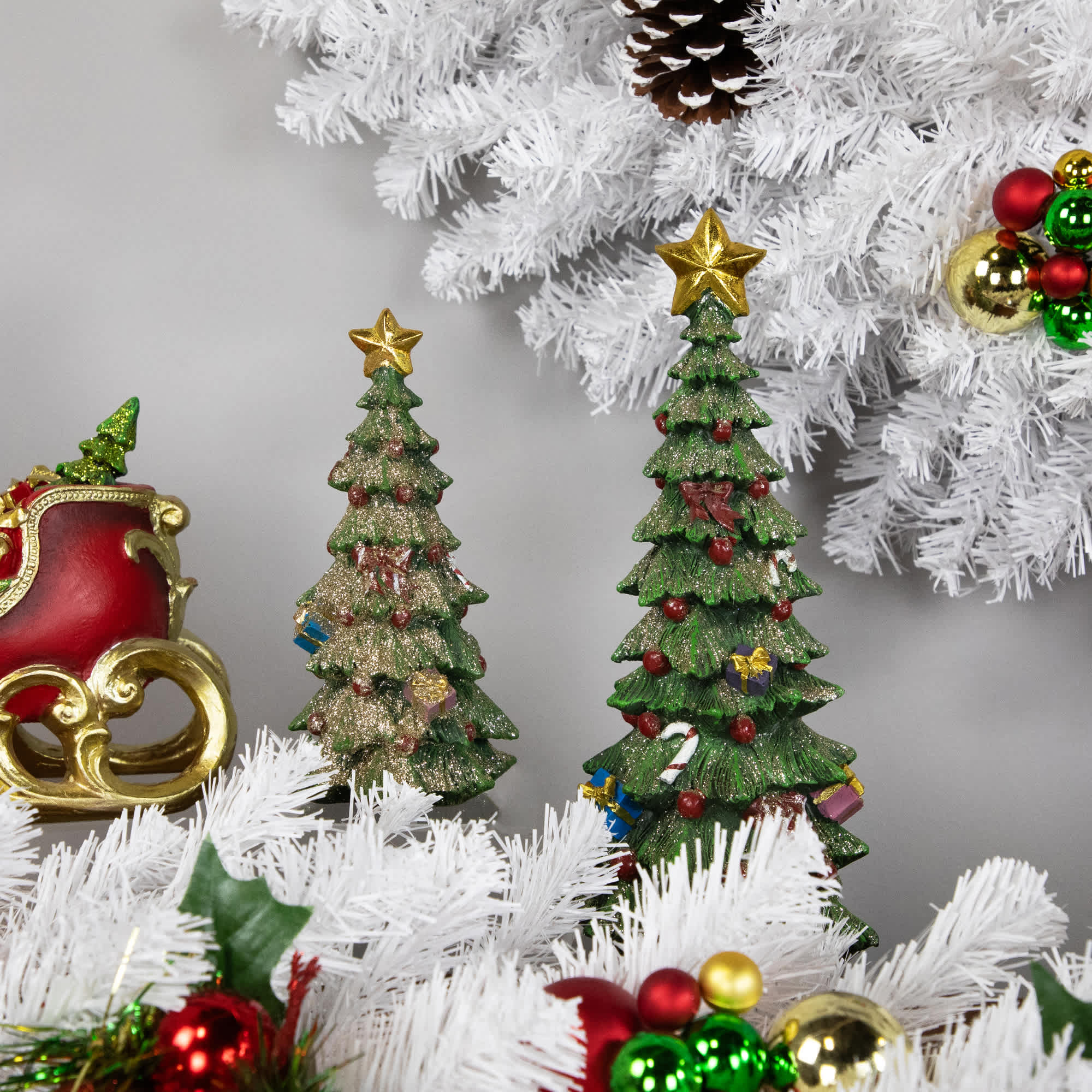 Northlight Glittered Christmas Tree with Presents Berries and Bows ...