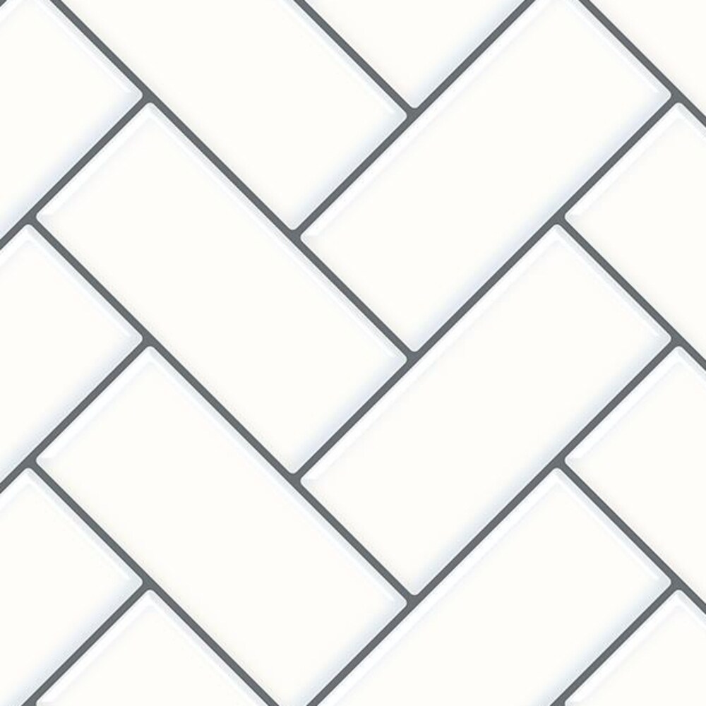 Tic Tac Tiles Thicker Herringbone Mono White 12-in x 12-in Glossy PVC ...