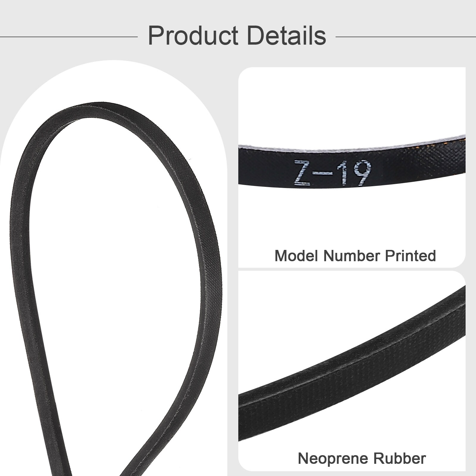 Harfington 3pcs Z-19 Z Type V-belt 483mm/19inch Inner x 0.39inch x 0 ...