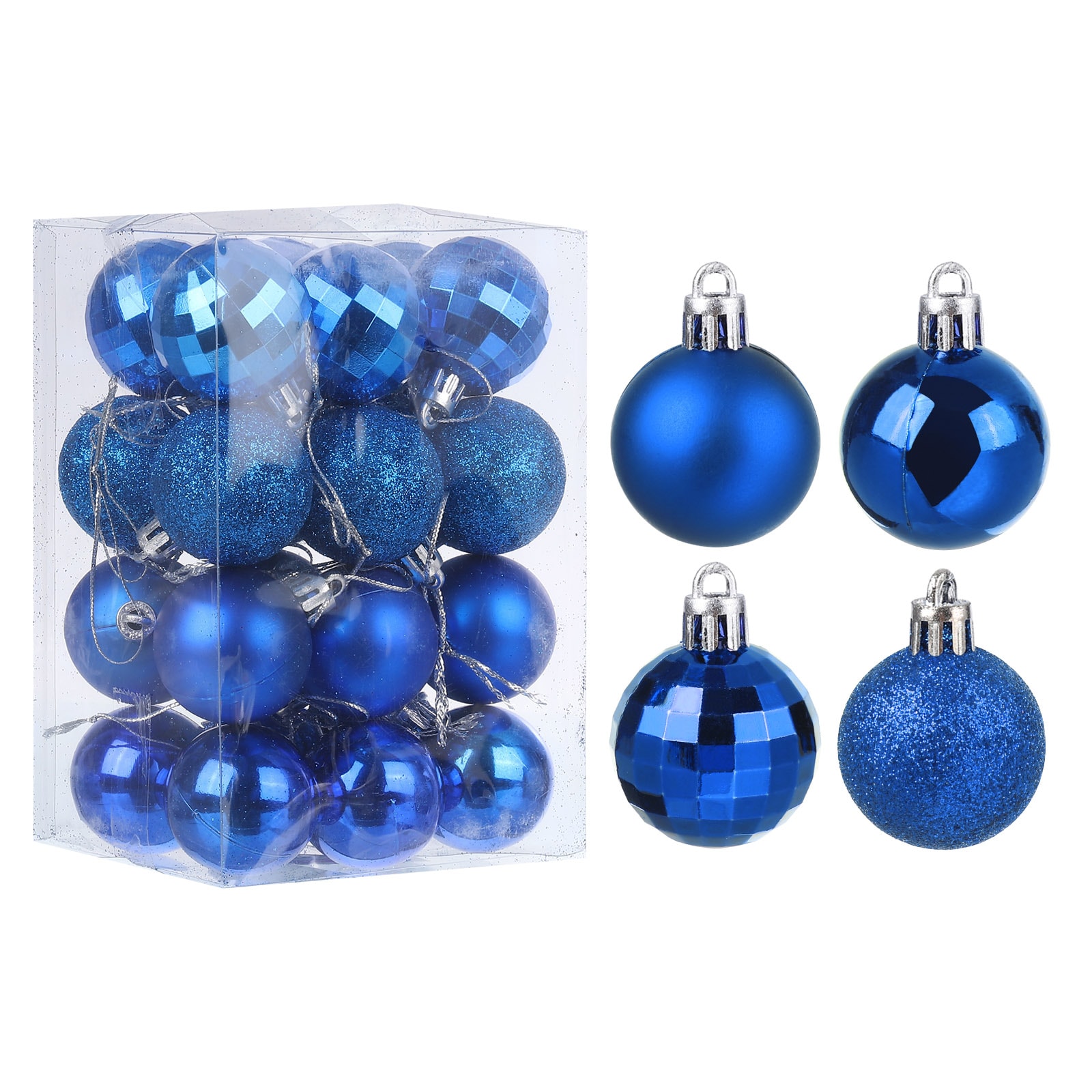 Unique Bargains 24Pcs Blue 1.57 Inch Christmas Balls Ornaments ...