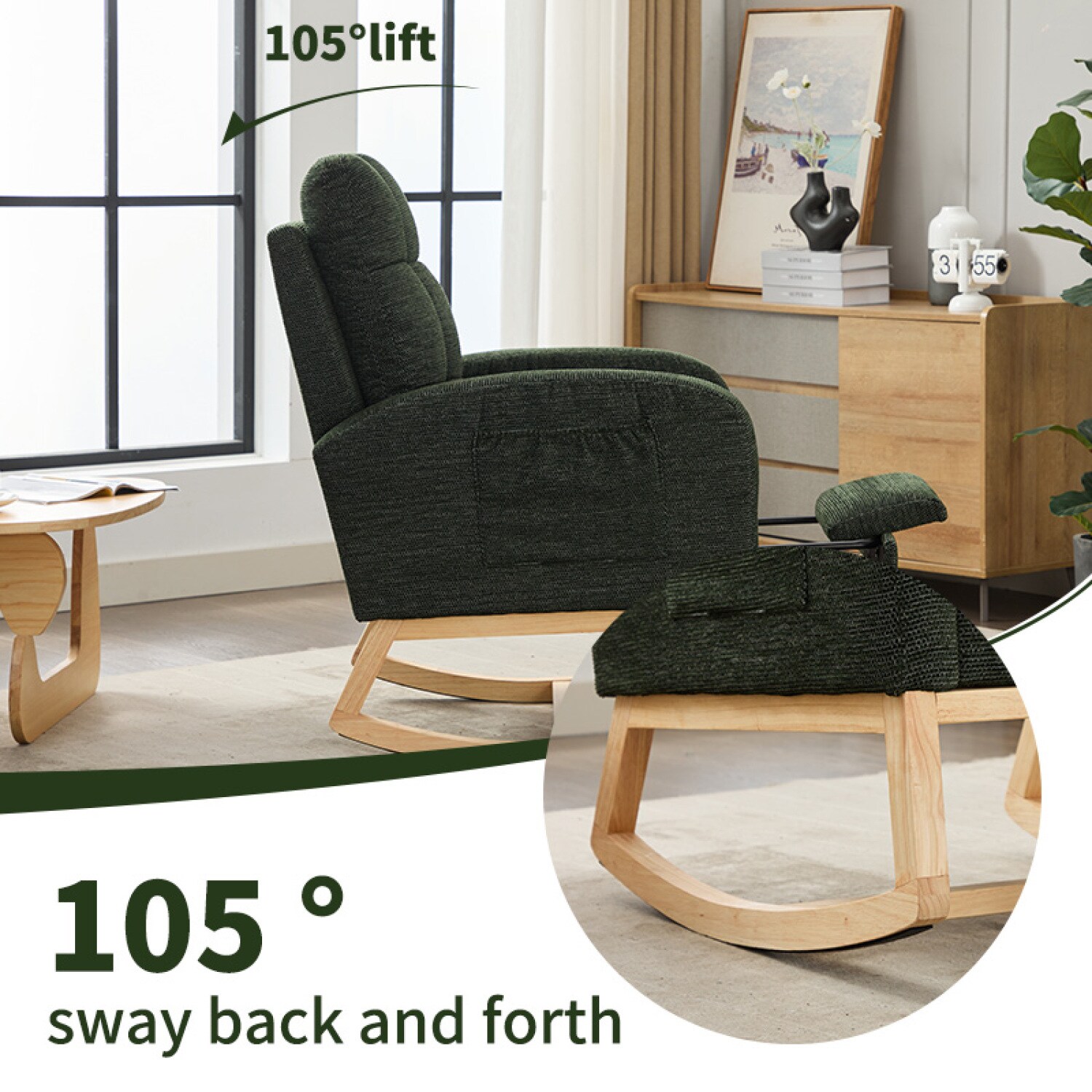 Streamdale Furniture Streamdale Modern Rocking Chair with Wood Legs and ...