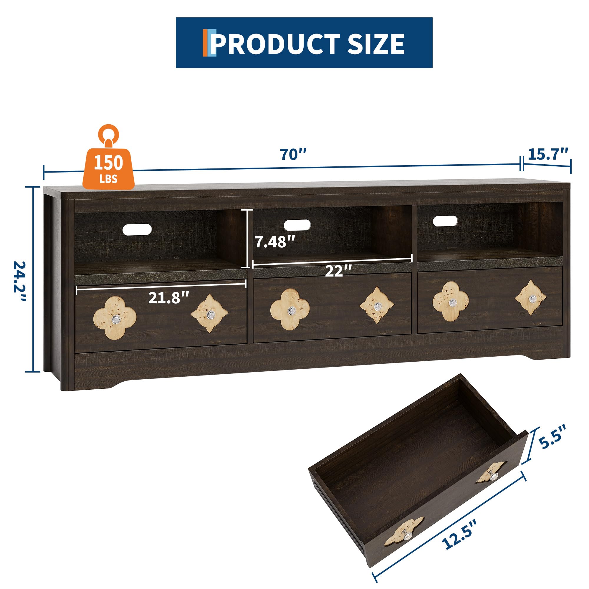 GarveeLife Mid Century Modern TV Stand For 70 To 85 Inch TV ...