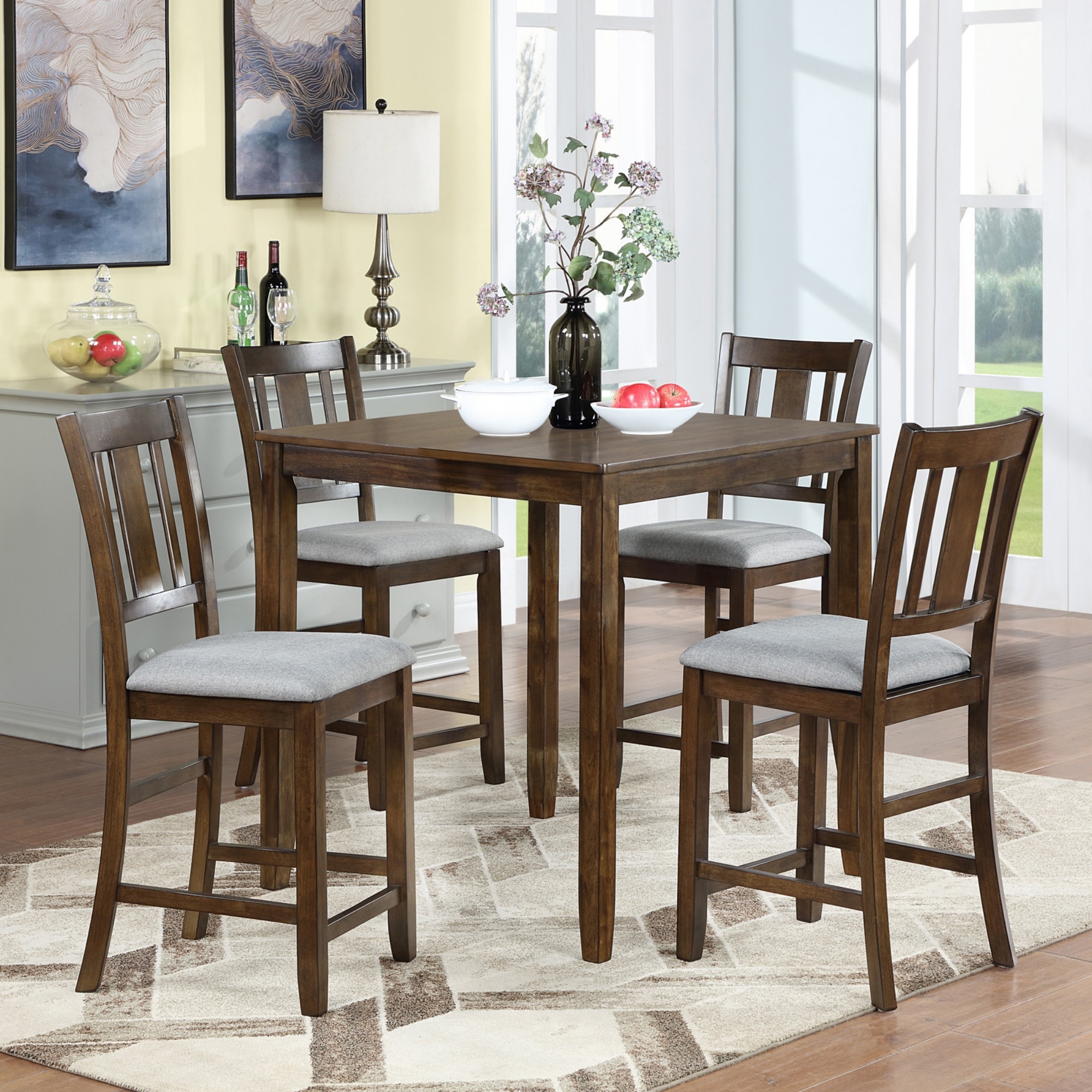 GlasFlength Modern Wooden Square Counter Height Dining Table for Small ...