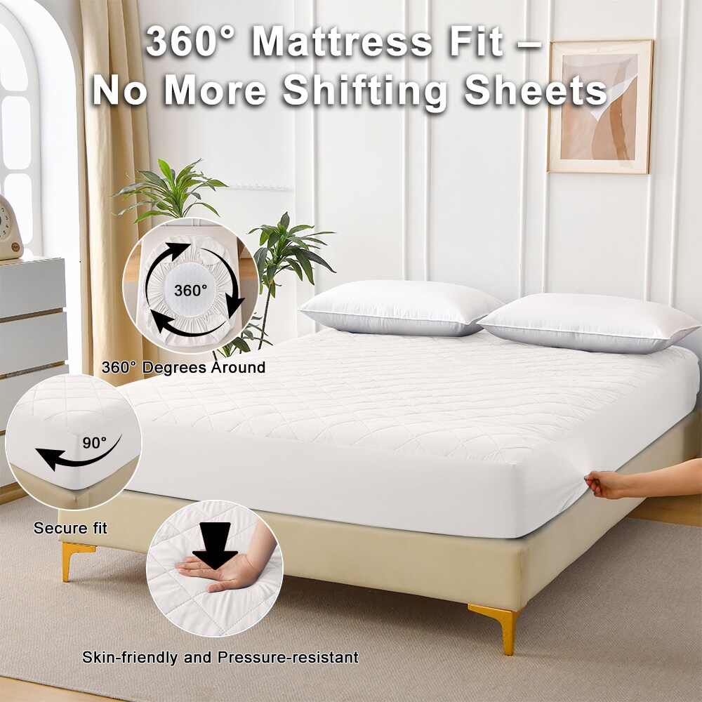LUXEYARD Diamond Grid Ultrasonic Waterproof Mattress Protector White ...