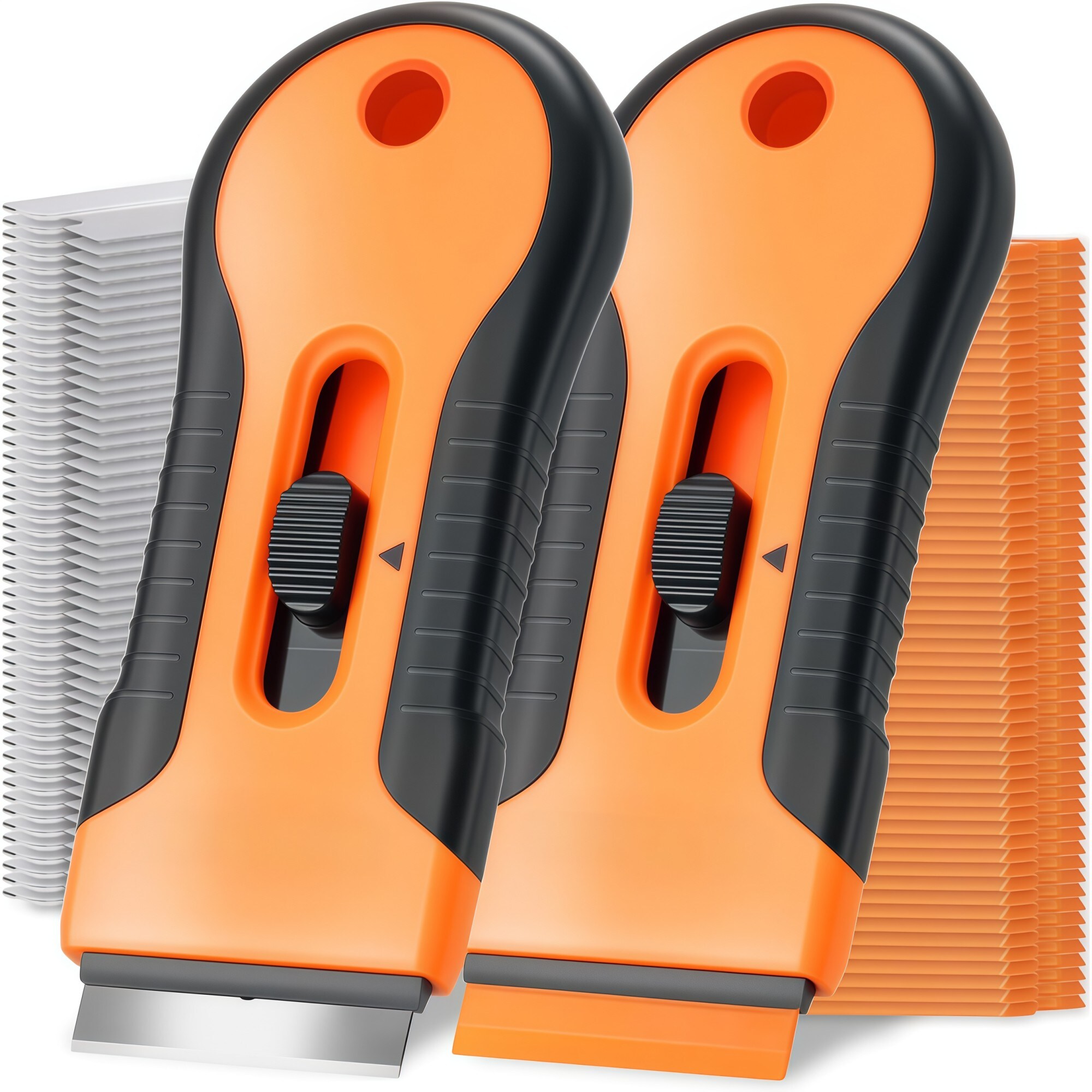 Numhew 7.32in L 4.57in W 0.75in H 2-Pack Orange Rubber Handle Razor ...