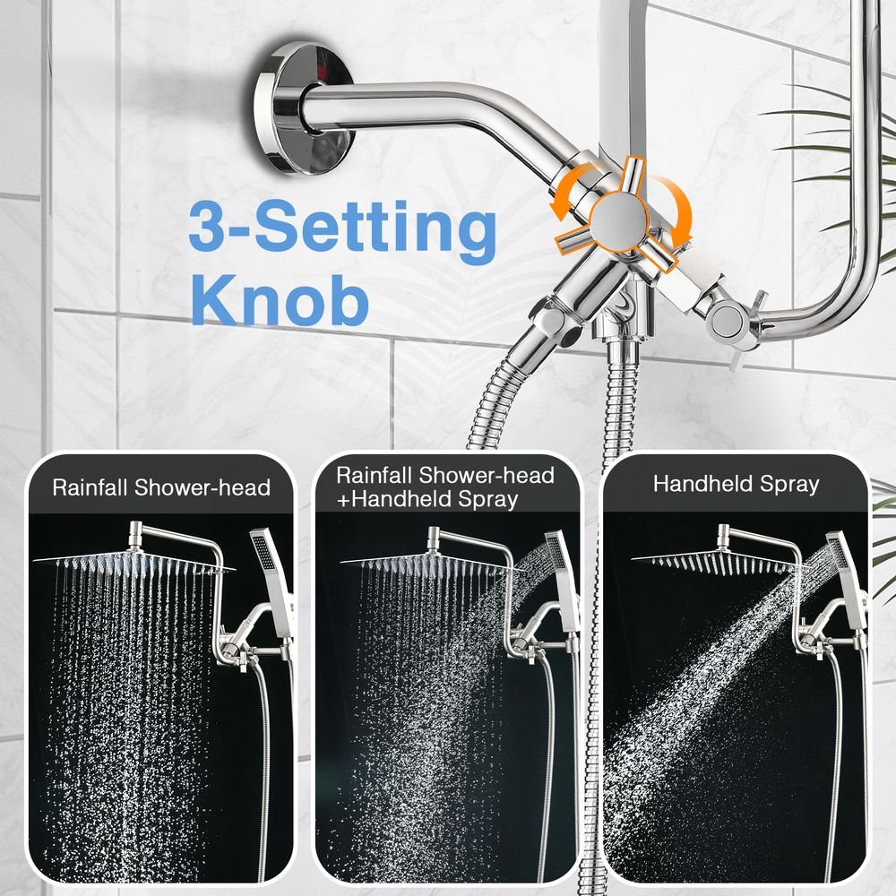 Blisstyle 10 Inch Rainfall Shower Head with Handheld Shower Combo with ...